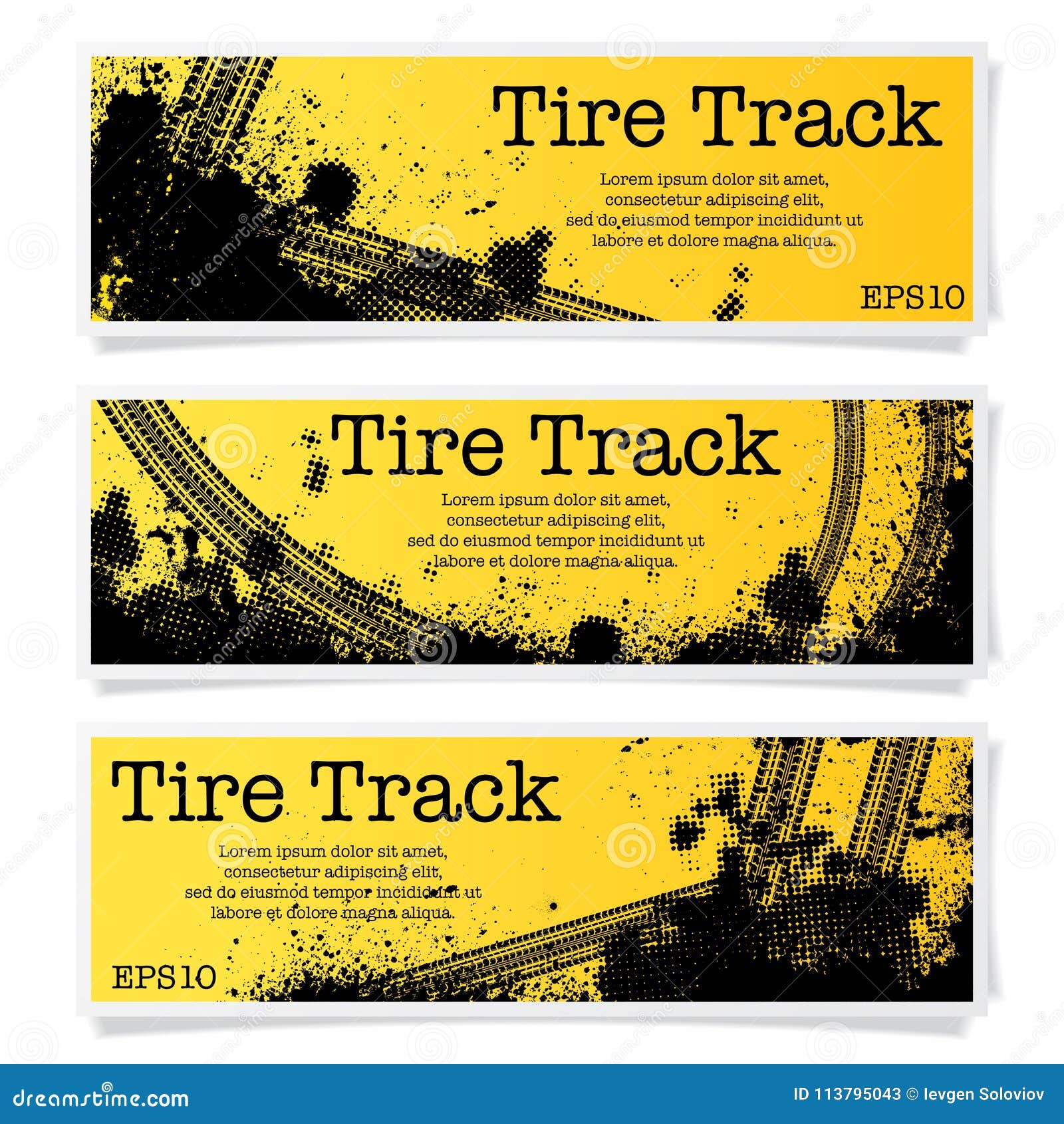 Three Orange Tire Track Banners Stock Vector - Illustration of drive ...