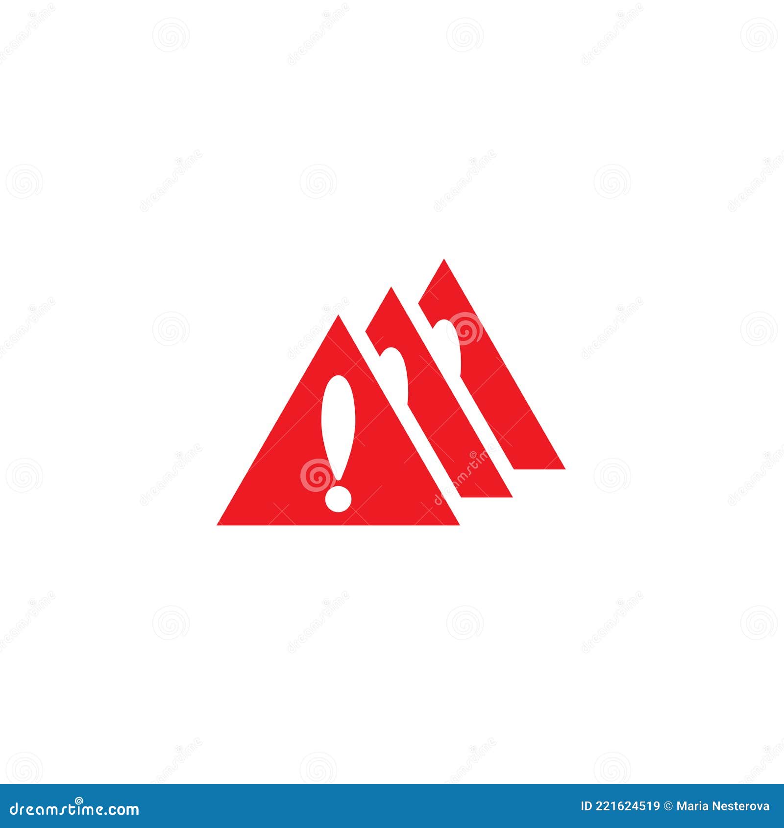 Three Orange Triangle with Black Exclamation Mark. Multiple Repeating ...