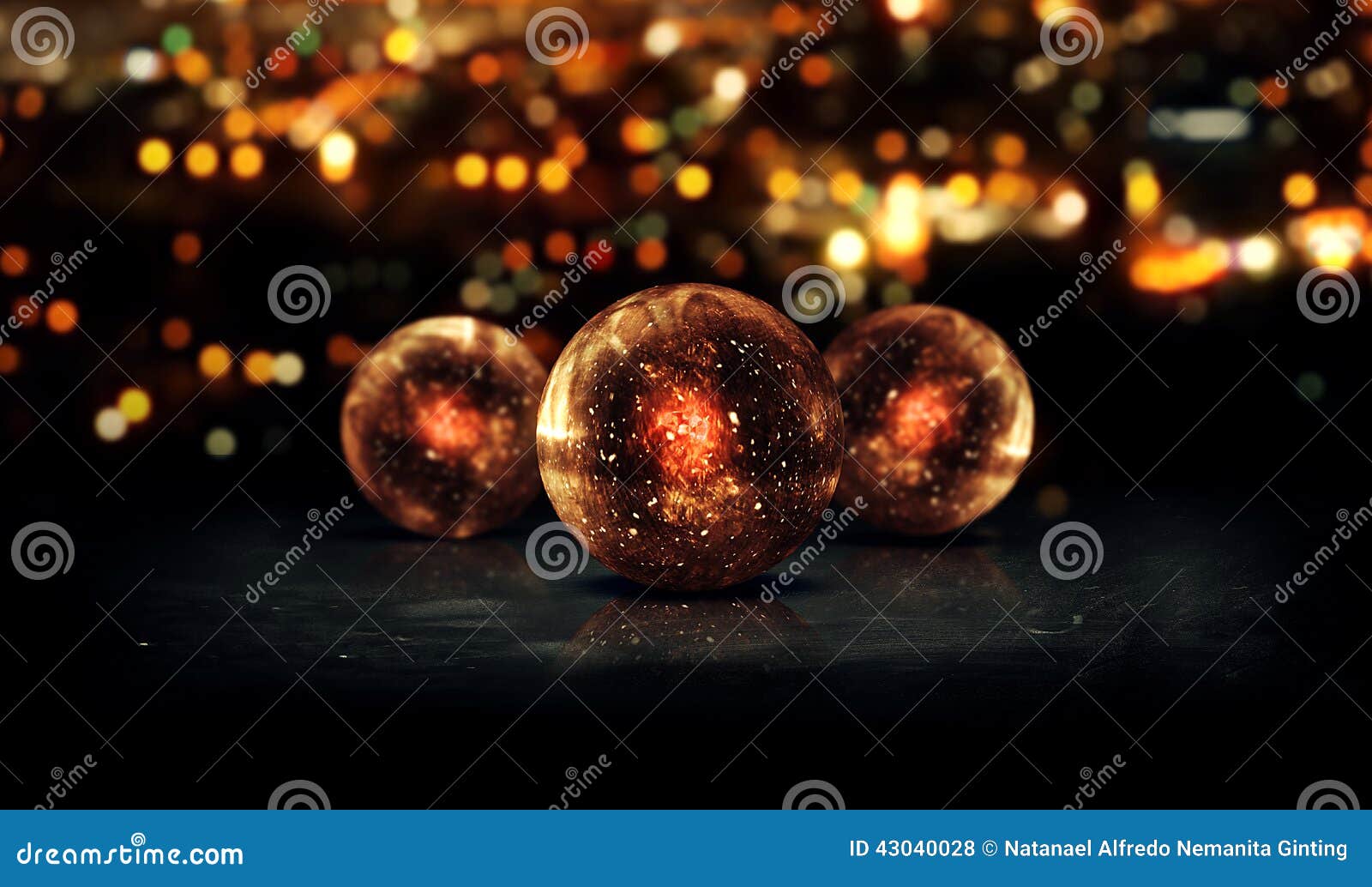 Three Orb Orange 3D Bokeh City Background Loop Animation Stock Photo ...