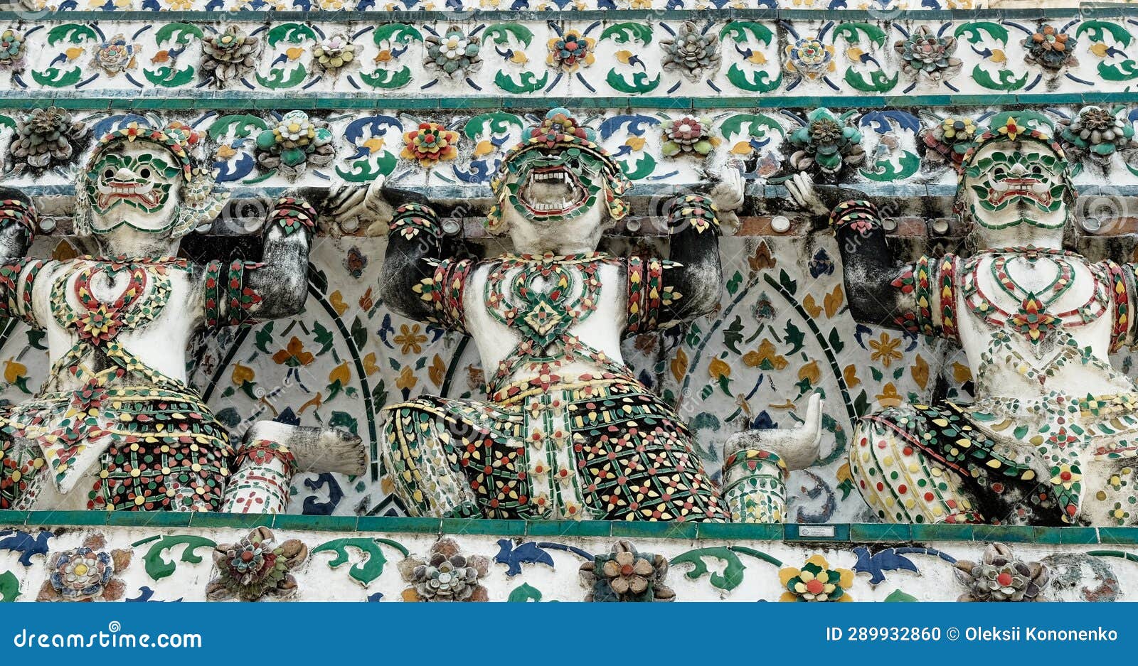 Three Ornate Statues on a Temple Wall. the Statues are of Three Figures ...