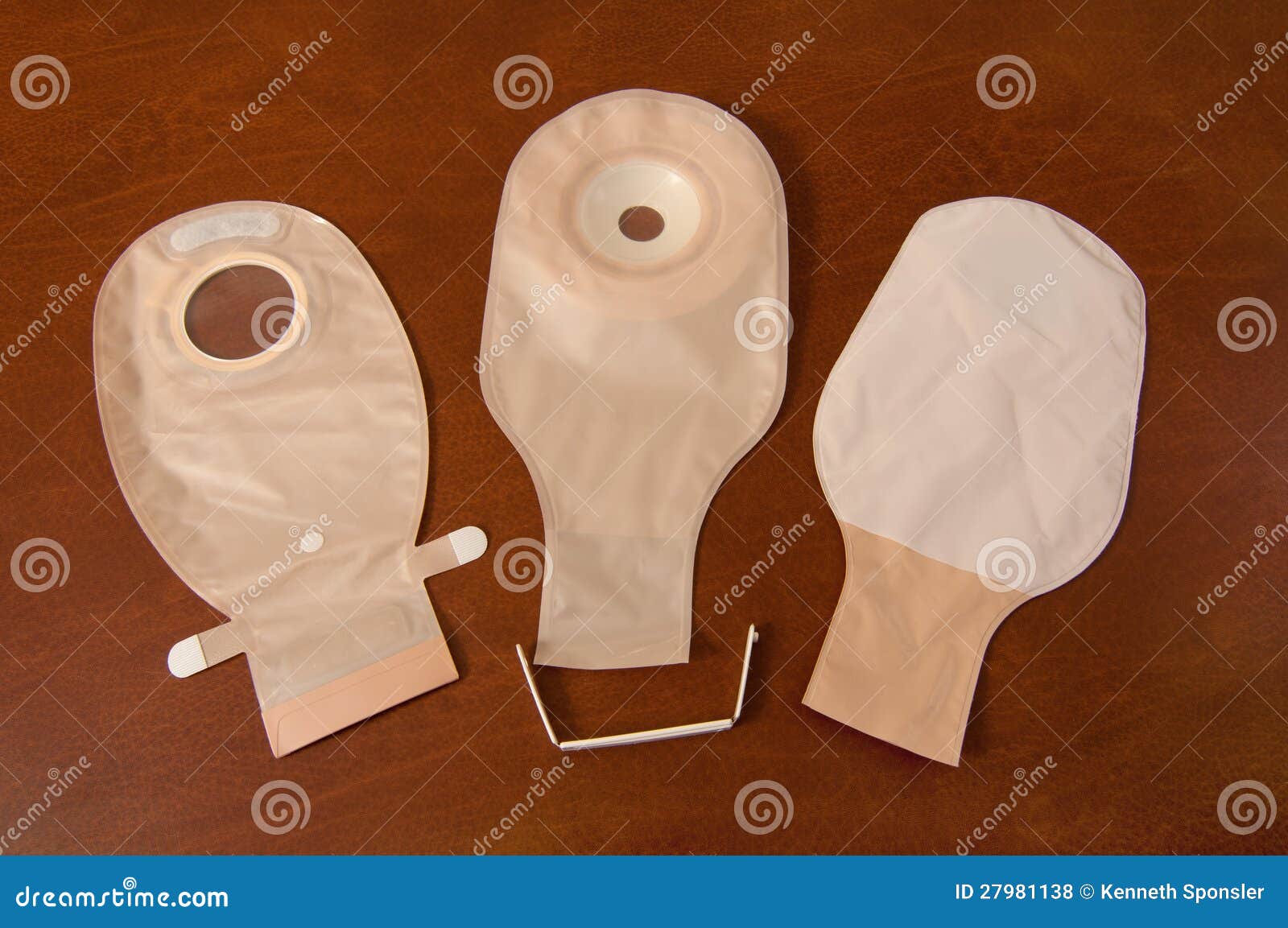 Three ostomy bags stock photo. Image of pouches, device - 27981138