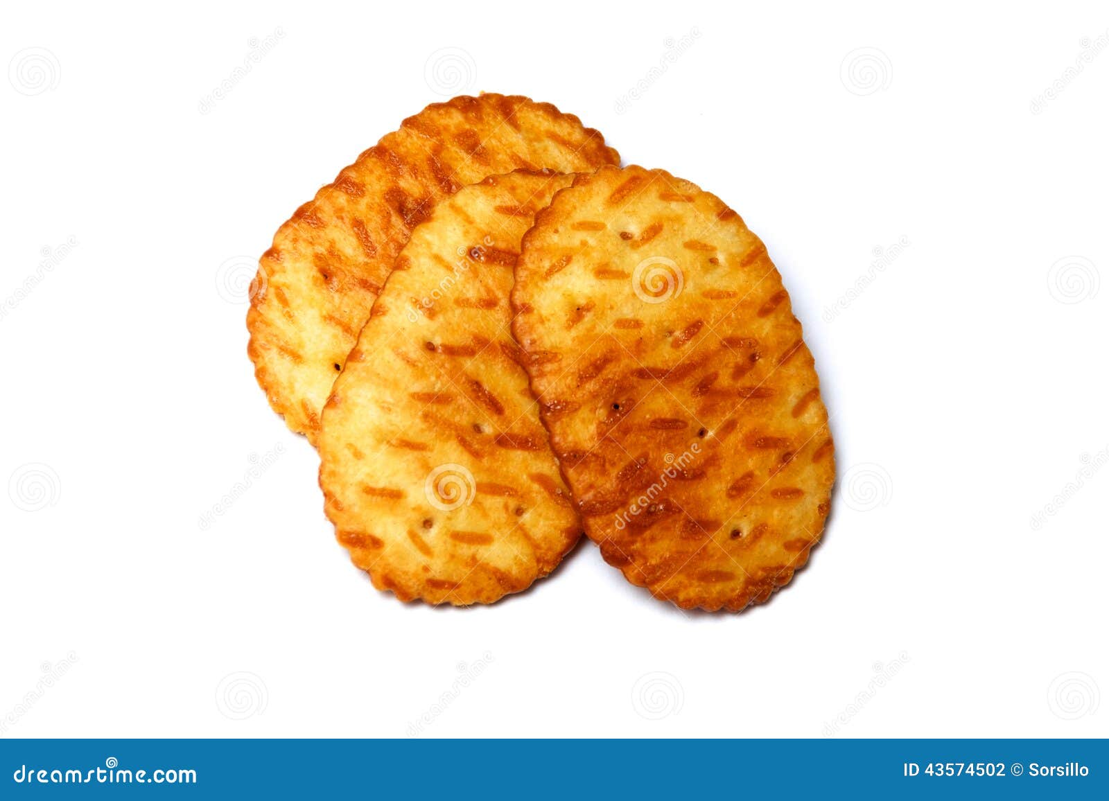 Three Oval Cookies Over White Stock Photo - Image of snack, salty: 43574502