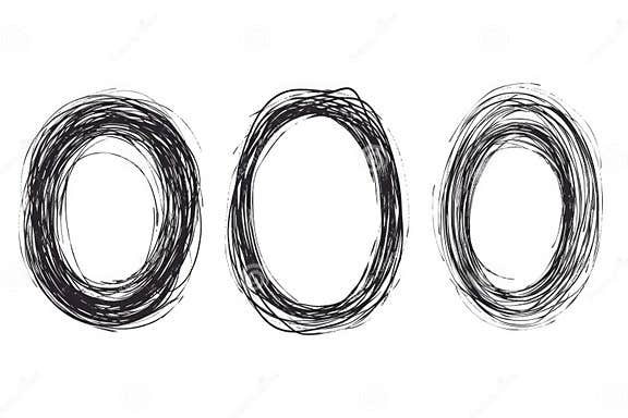 Three Oval Doodles on a White Background, Versatile for Various Design ...