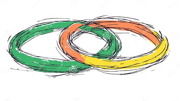 Three Overlapping Rings in Green, Orange, and Yellow, Symbolizing ...