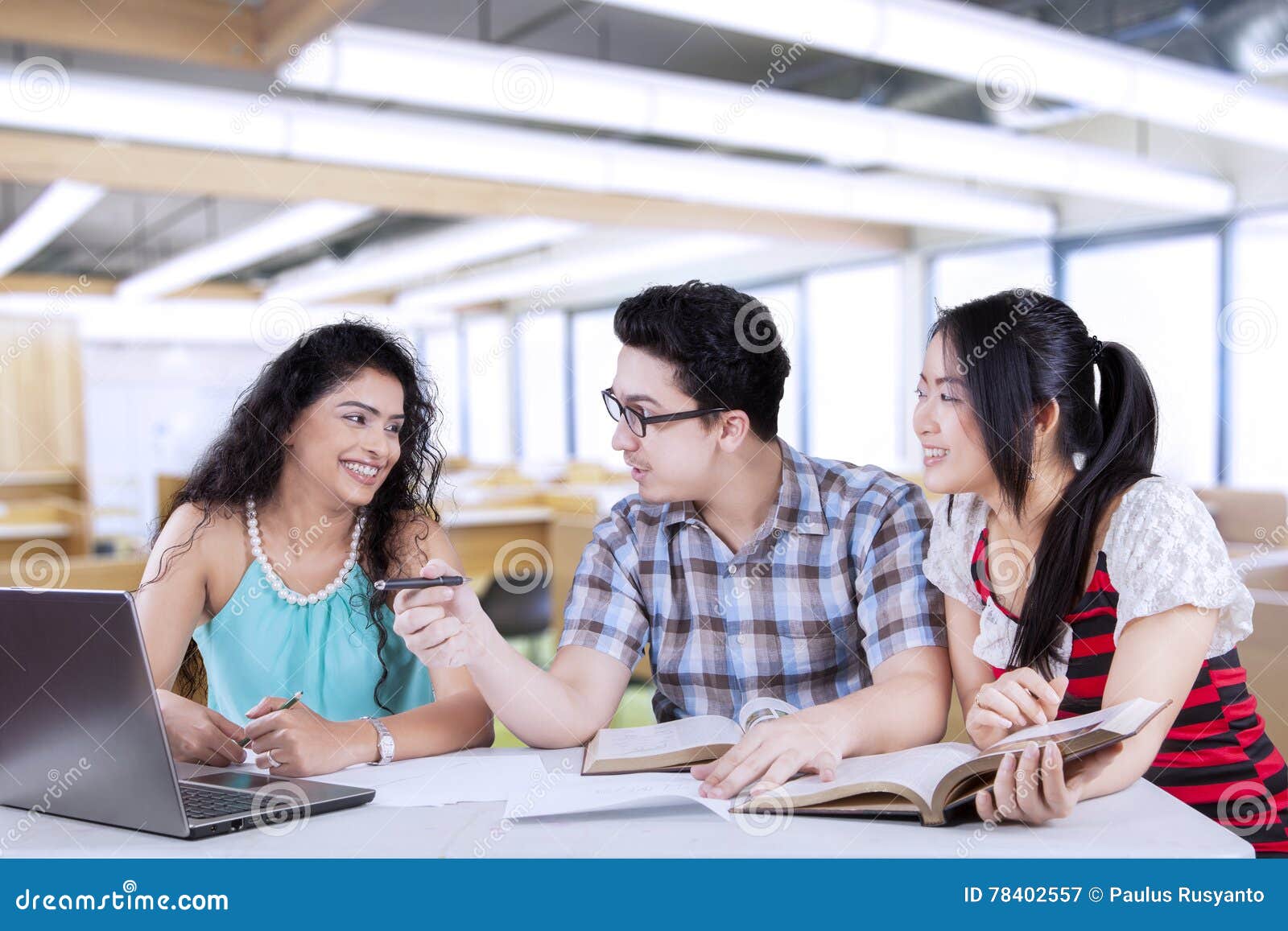 Three Overseas Students in the Class Stock Image - Image of college ...