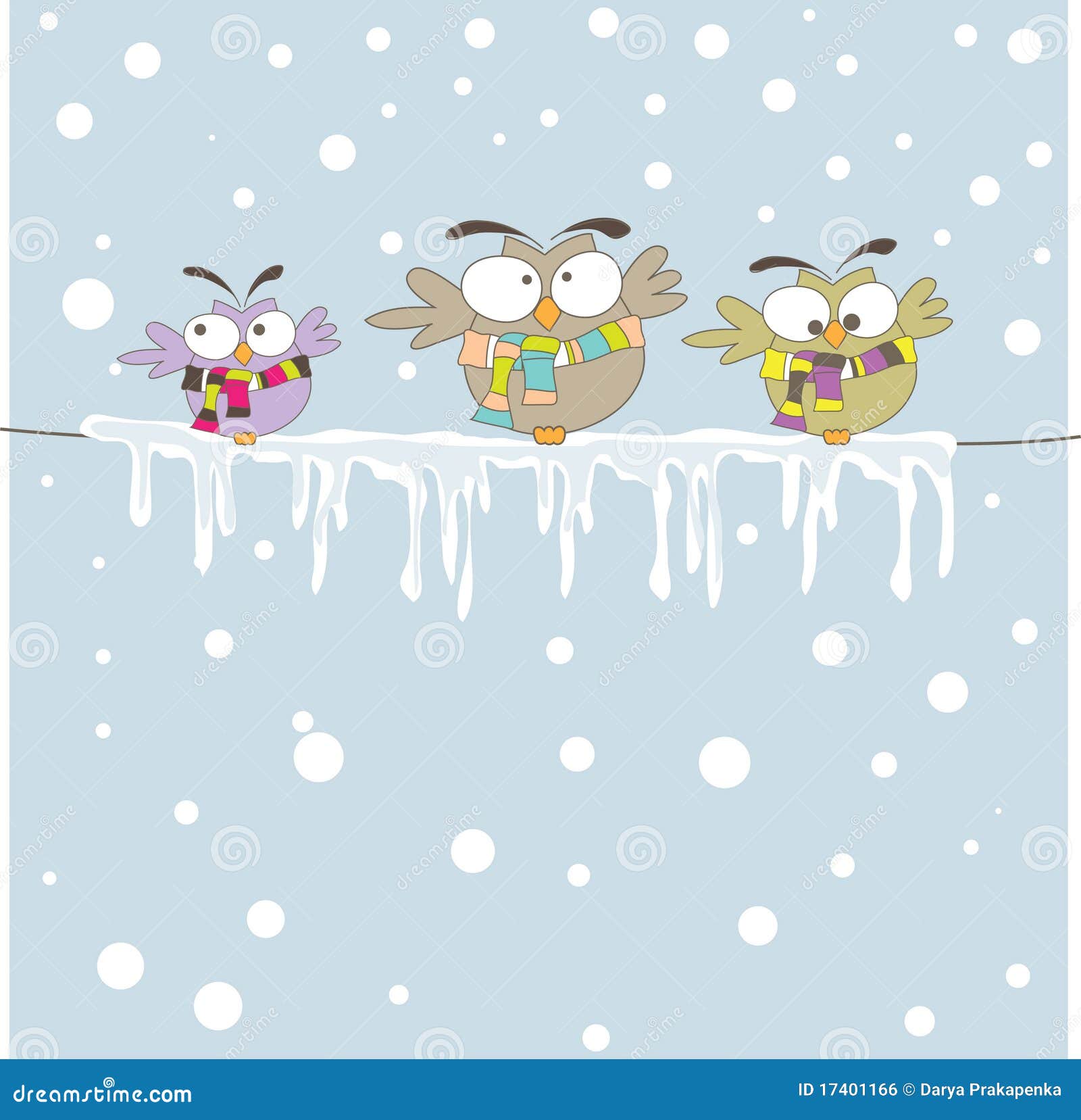 Three Owl on the Rope. Vector Illustration Stock Vector - Illustration ...