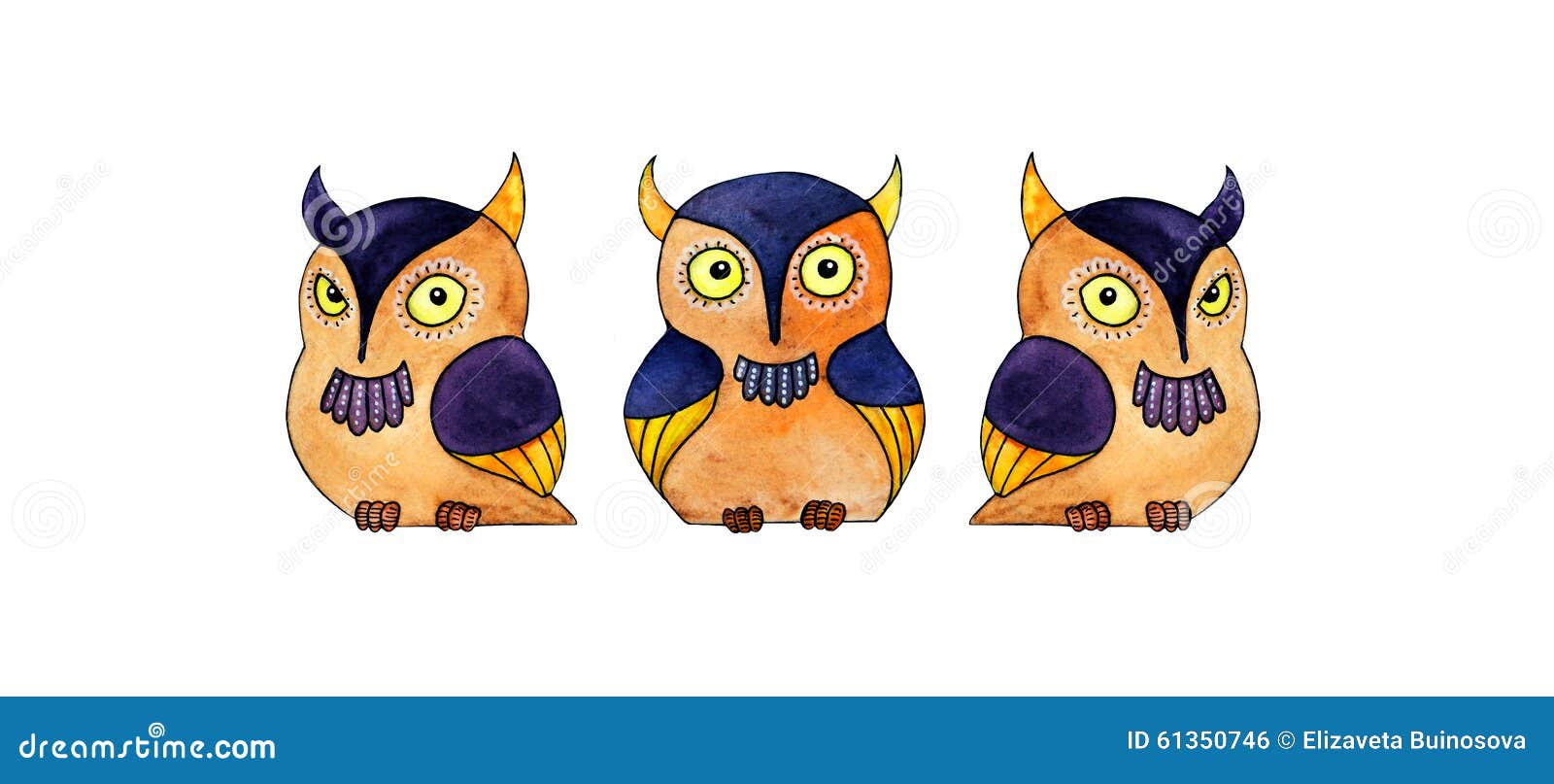 Three owls stock illustration. Illustration of isolated - 61350746