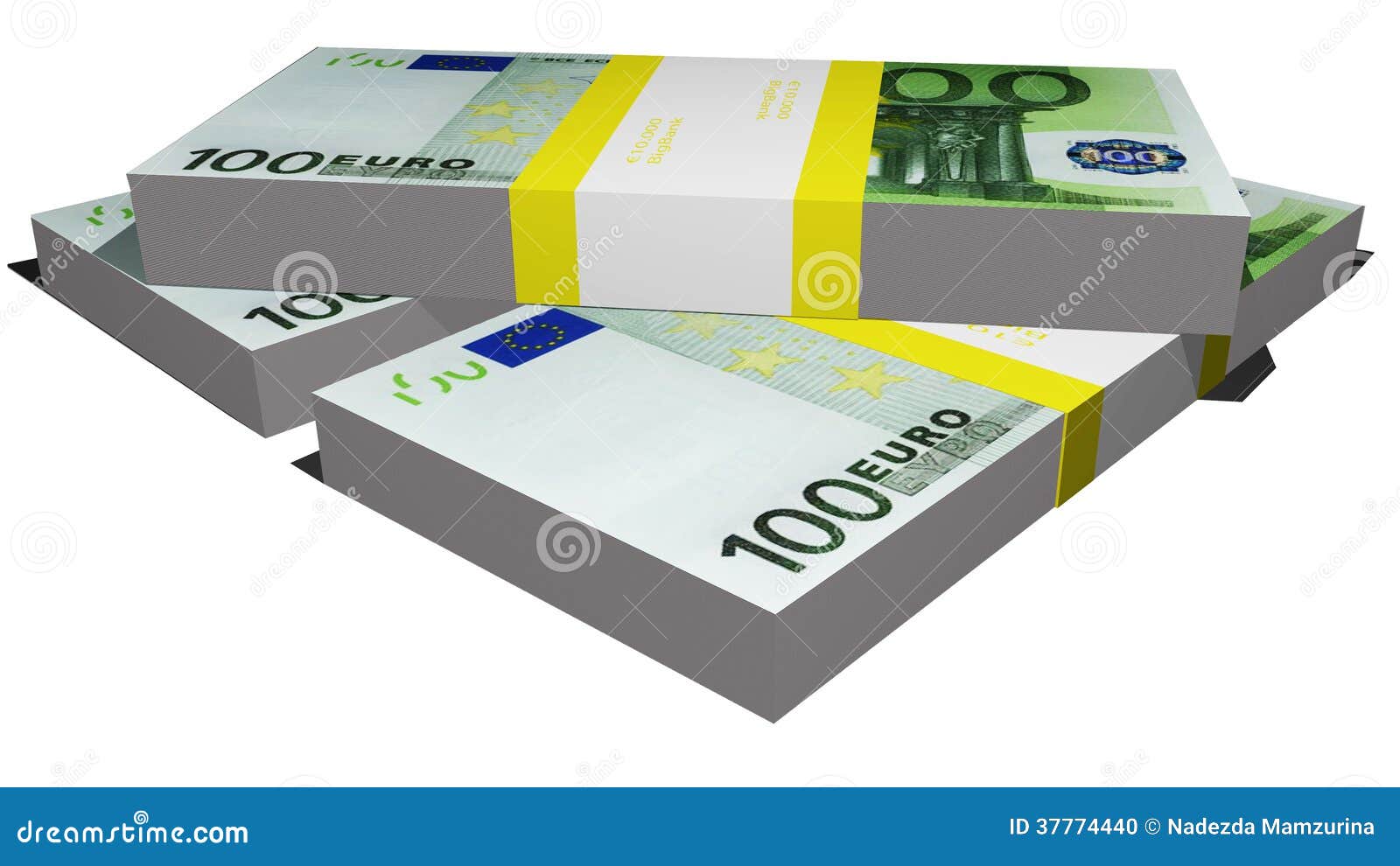 Three packs of euro bills stock illustration. Illustration of notes ...