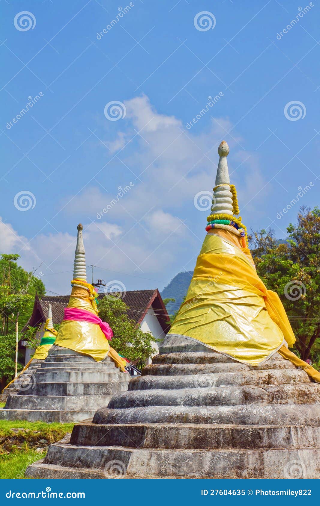 The Three Pagodas stock image. Image of kanchanaburi - 27604635