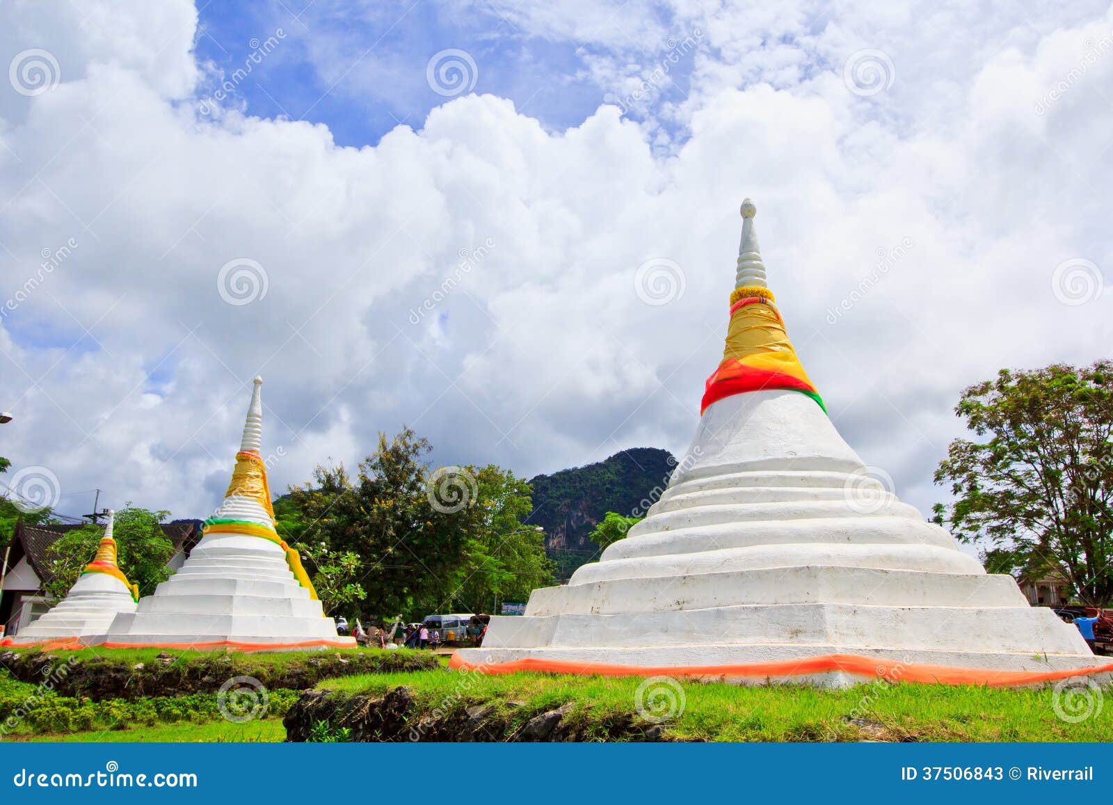Three Pagodas at Three Pagodas Pass, Thailand Stock Image - Image of ...