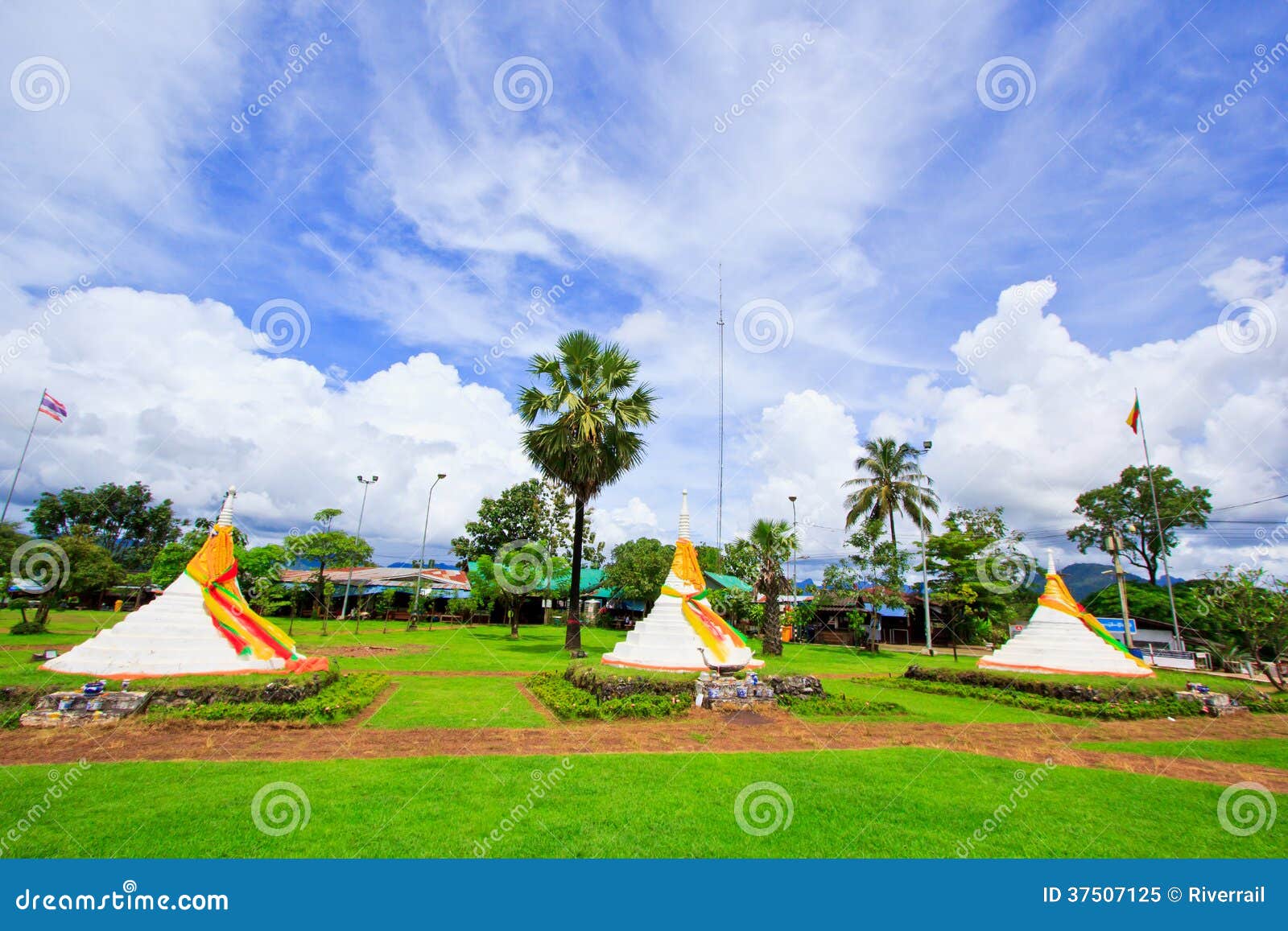 Three Pagodas at Three Pagodas Pass, Thailand Stock Image - Image of ...