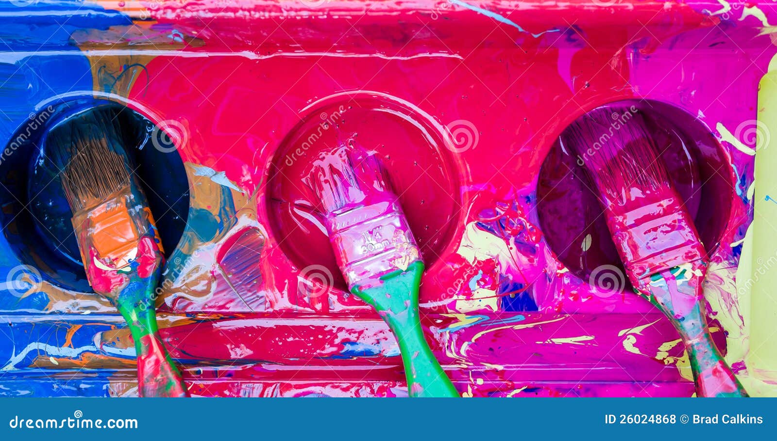 Three paint brushes stock photo. Image of colorful, paint - 26024868