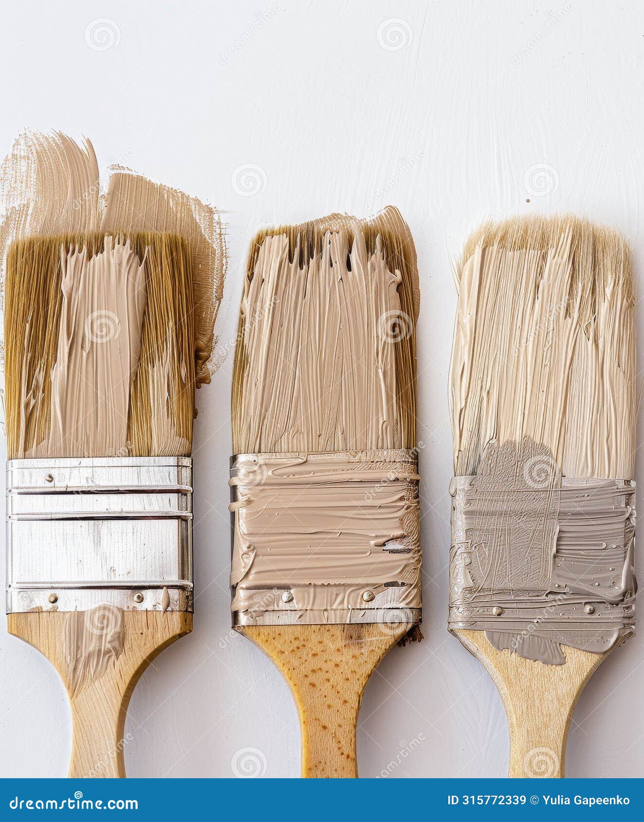 Three Paint Brushes with Different Shades of Paint Stock Image - Image ...