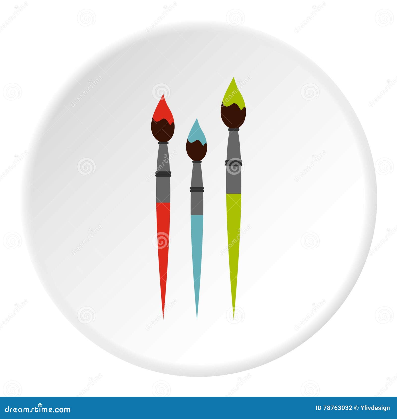 Three Paint Brushes Icon, Flat Style Stock Vector - Illustration of ...