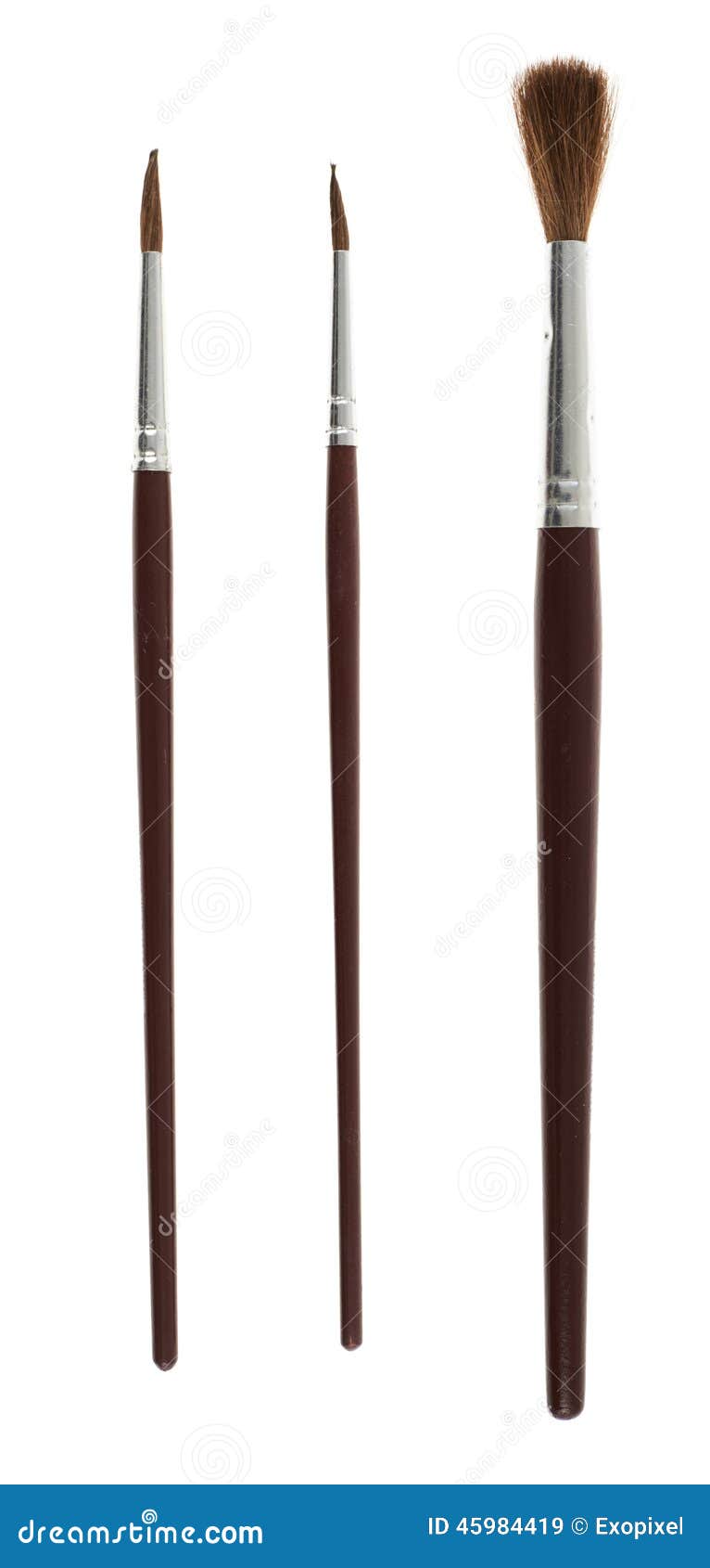 Three paint brushes stock image. Image of paintbrush - 45984419