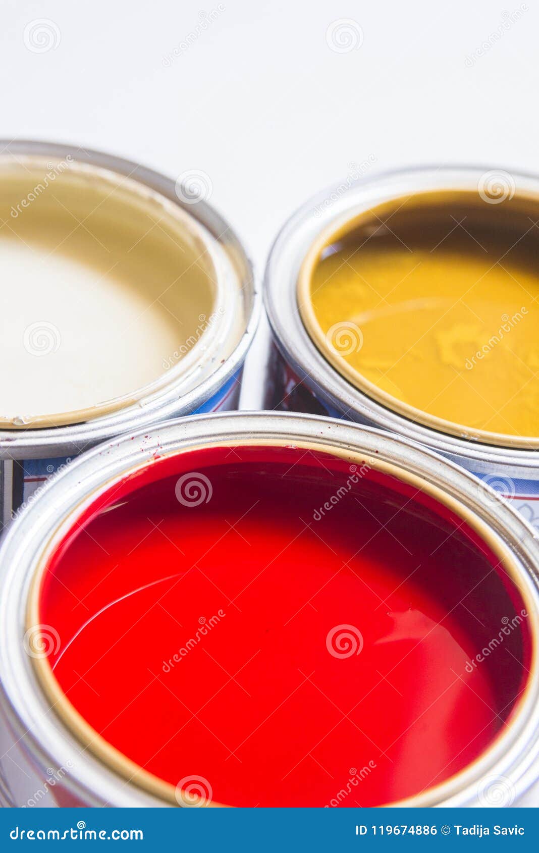 Three Paint Cans stock photo. Image of brush, lanen - 119674886