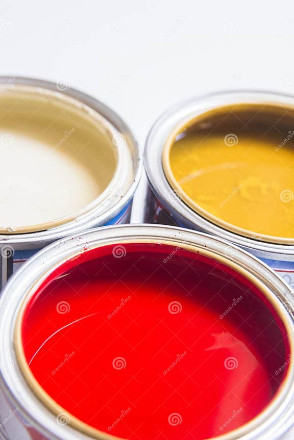 Three Paint Cans stock photo. Image of brush, lanen - 119674886
