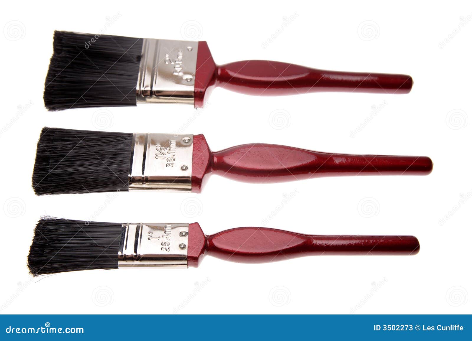 Three paintbrushes stock image. Image of bristles, painting - 3502273