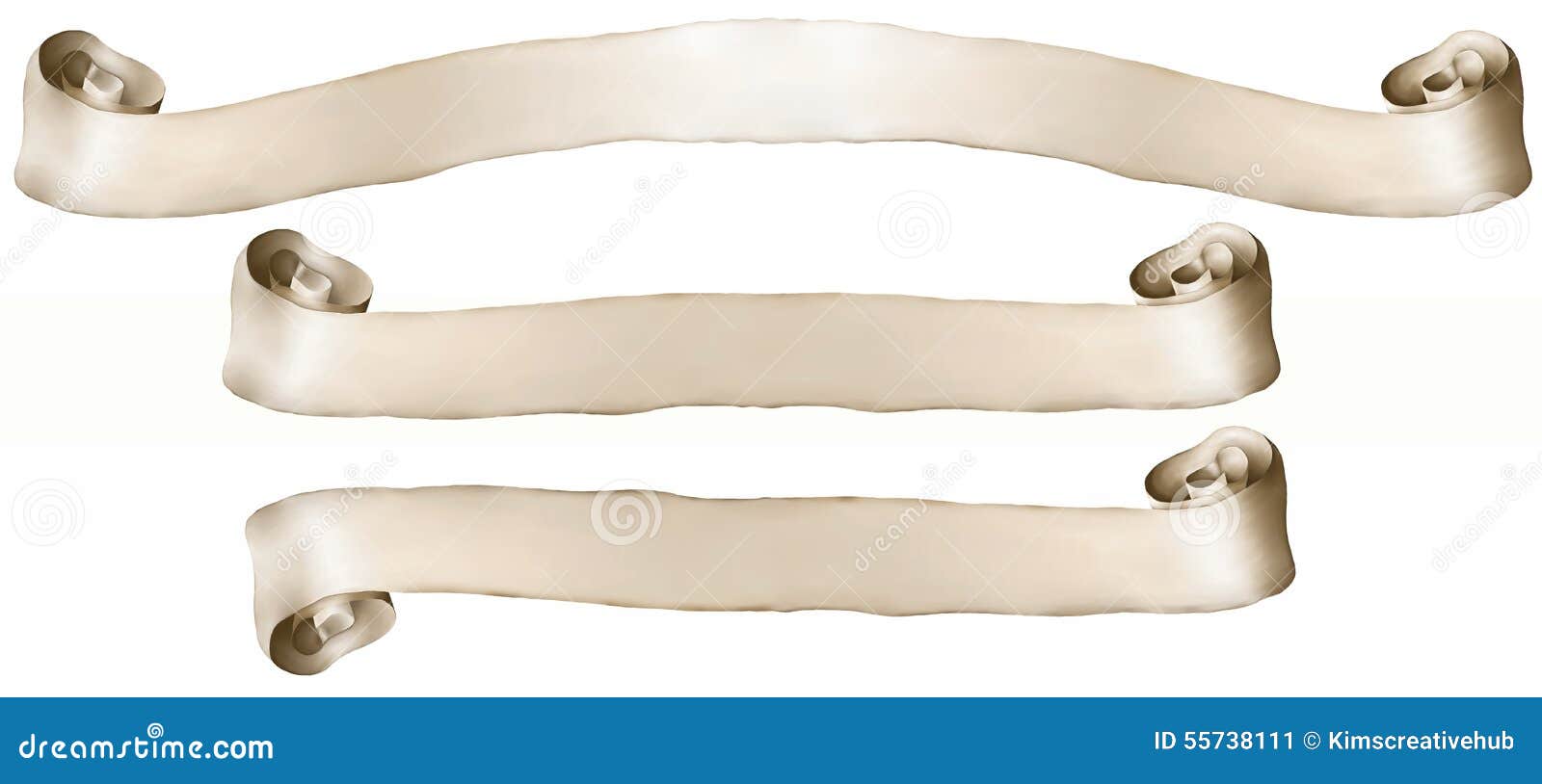 Three Painterly Style Scrolls Stock Illustration - Illustration of ...