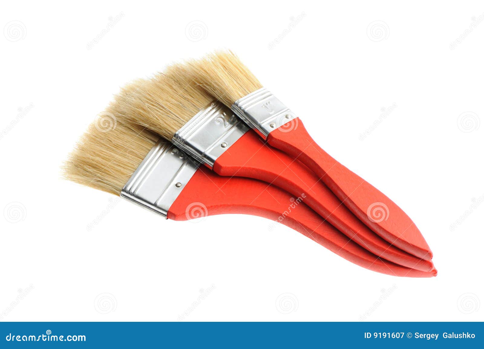 Three painting brush stock image. Image of size, clean - 9191607