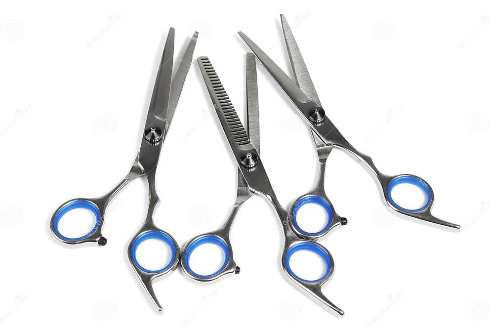 Three Pairs of Barber Scissors Stock Photo - Image of barber, cutter ...