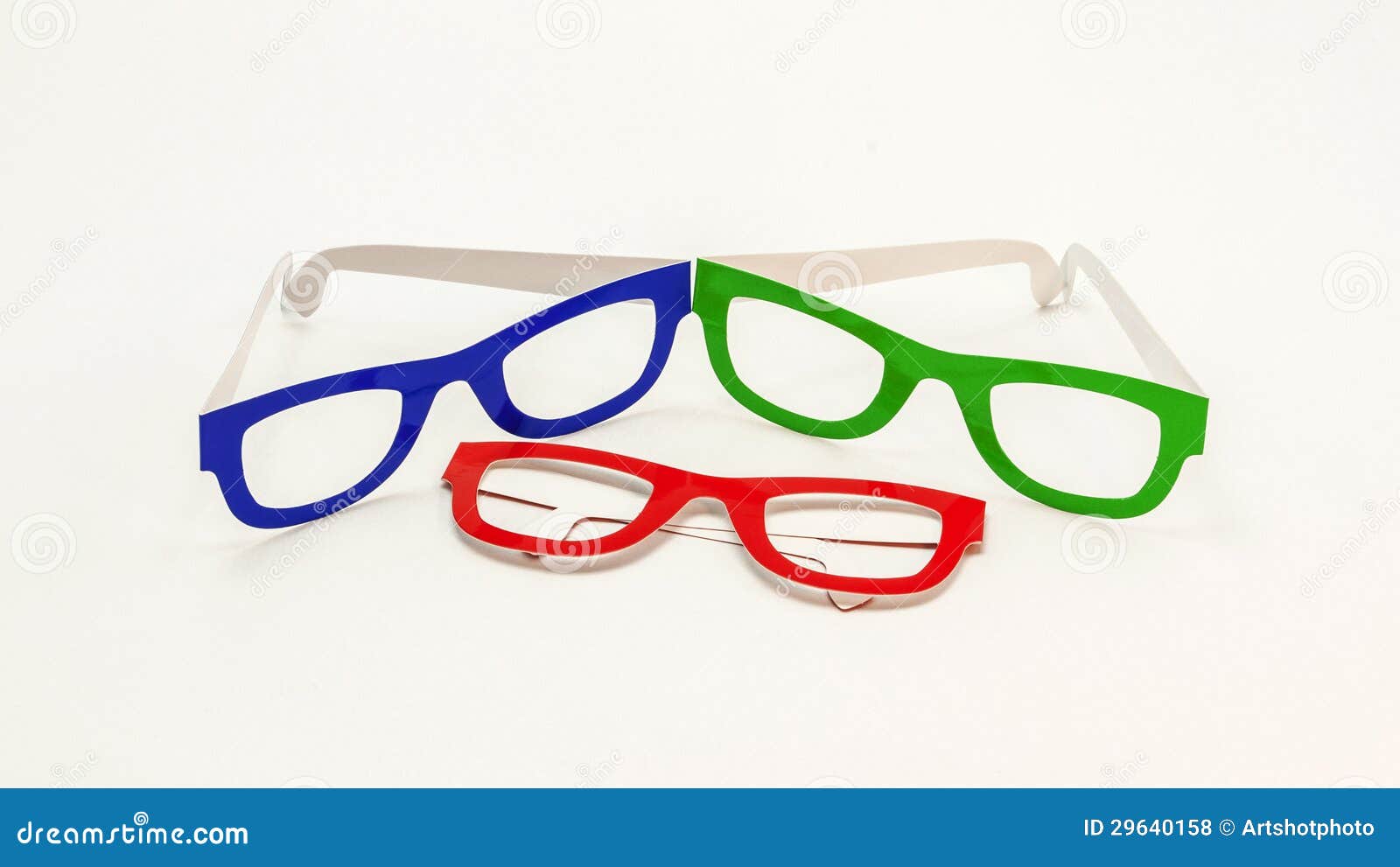 Three Pairs of Coloured Eyeglasses Stock Photo - Image of accessory ...