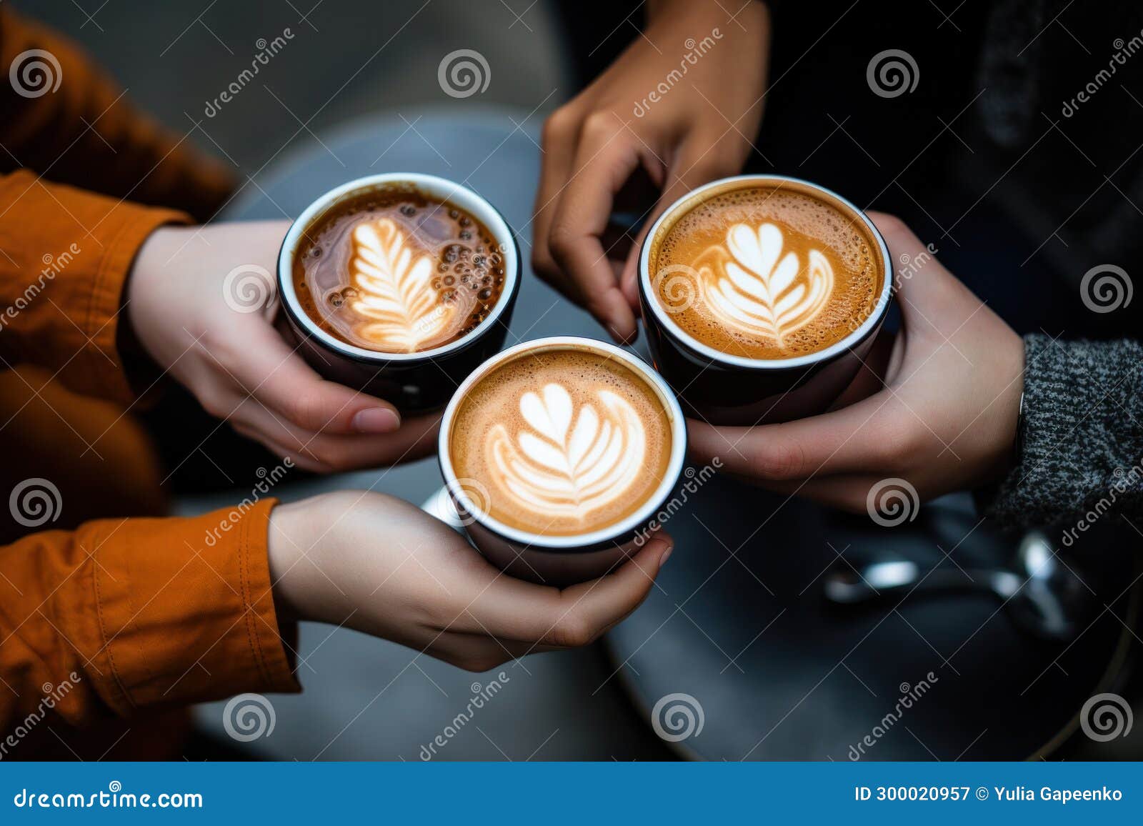 Three Pairs of Hands Holding Coffees Stock Image - Image of beverage ...