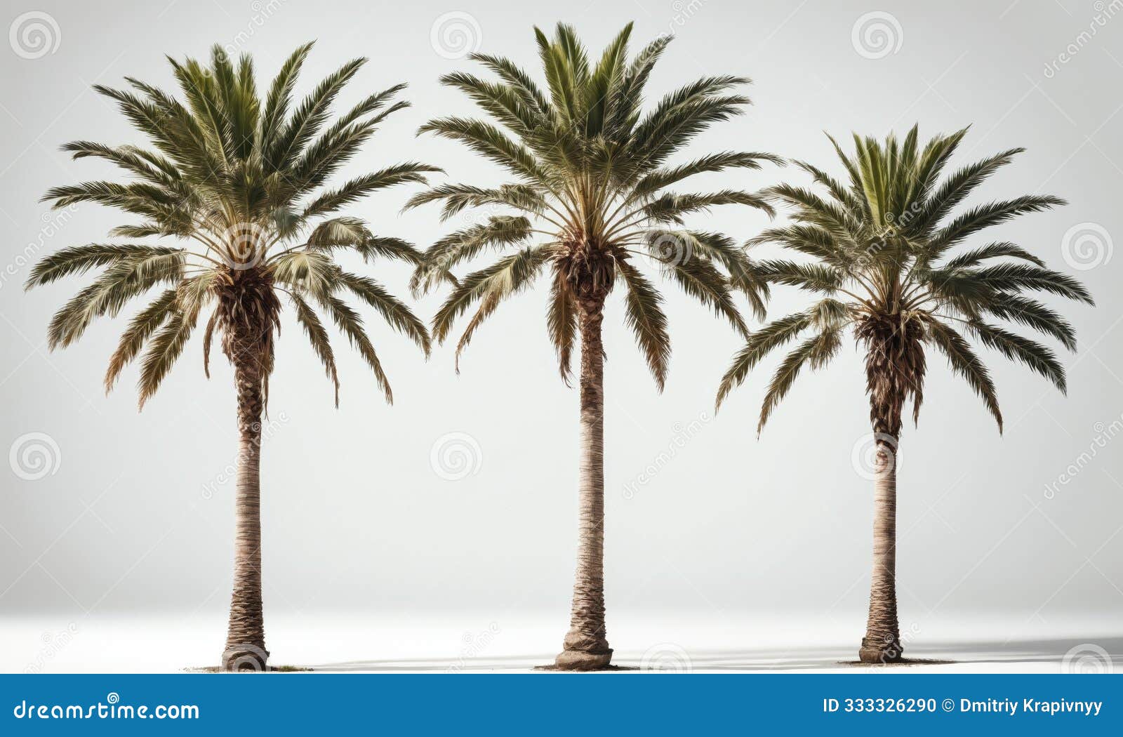 Three Palm Trees Isolated Against a White Background Stock Illustration ...