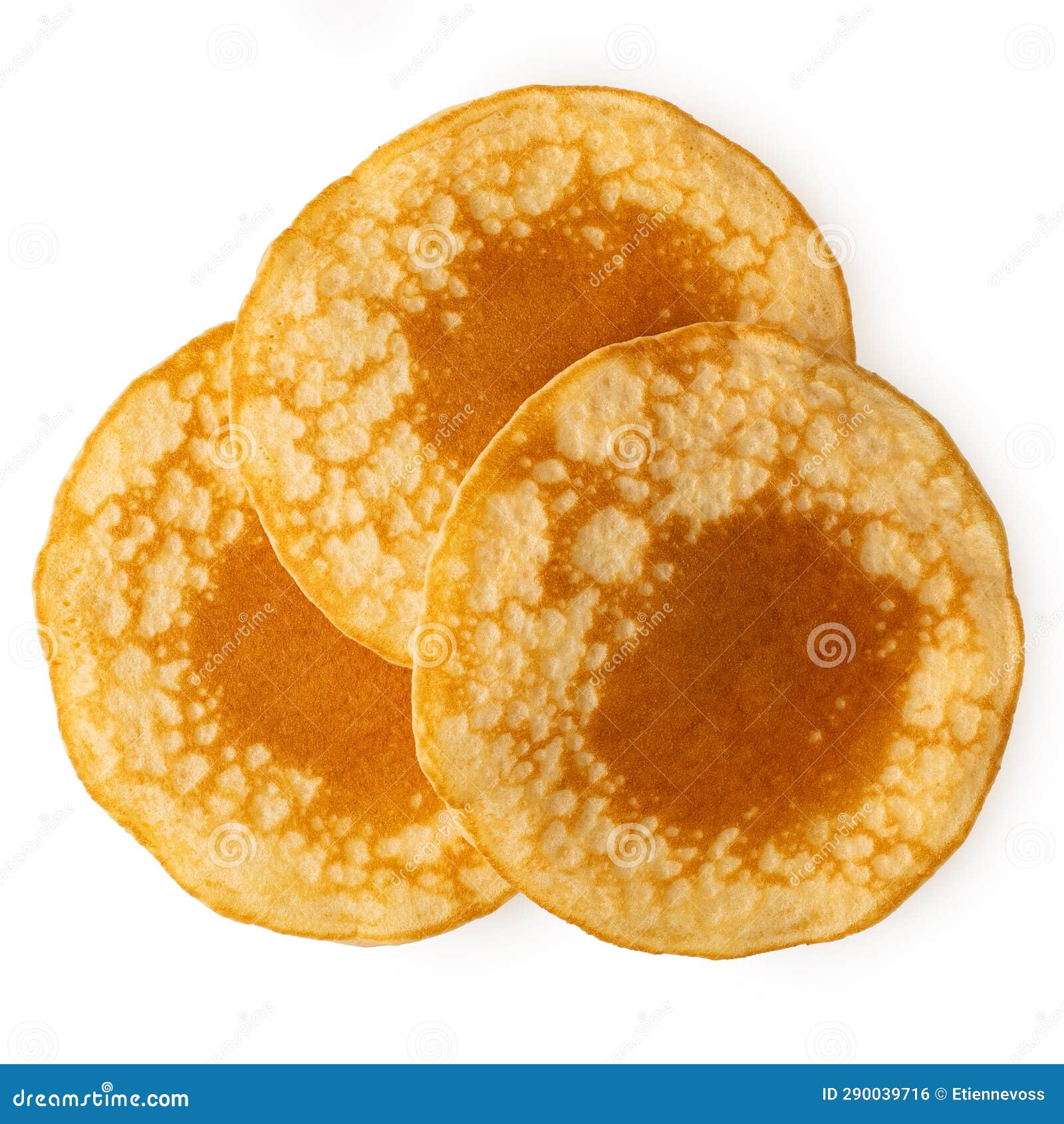 Three Pancakes Isolated on White from Above. No Topping Stock Photo ...