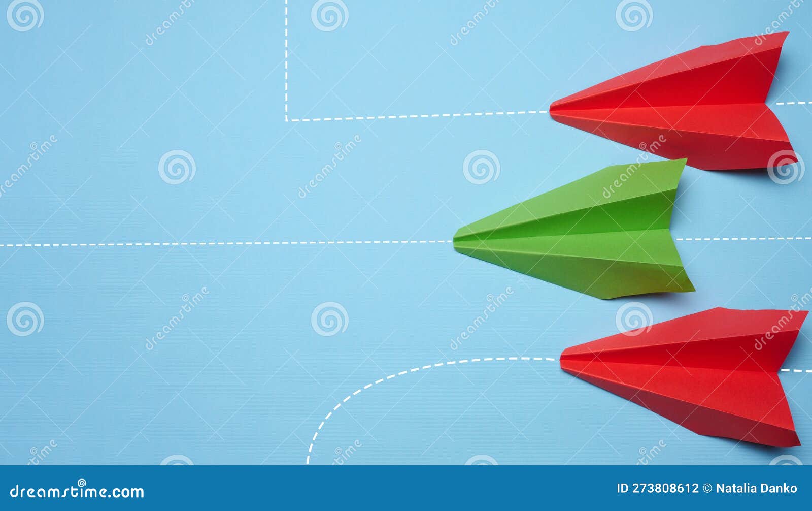 Three Paper Airplanes are Moving Forward, One Turned Sideways ...