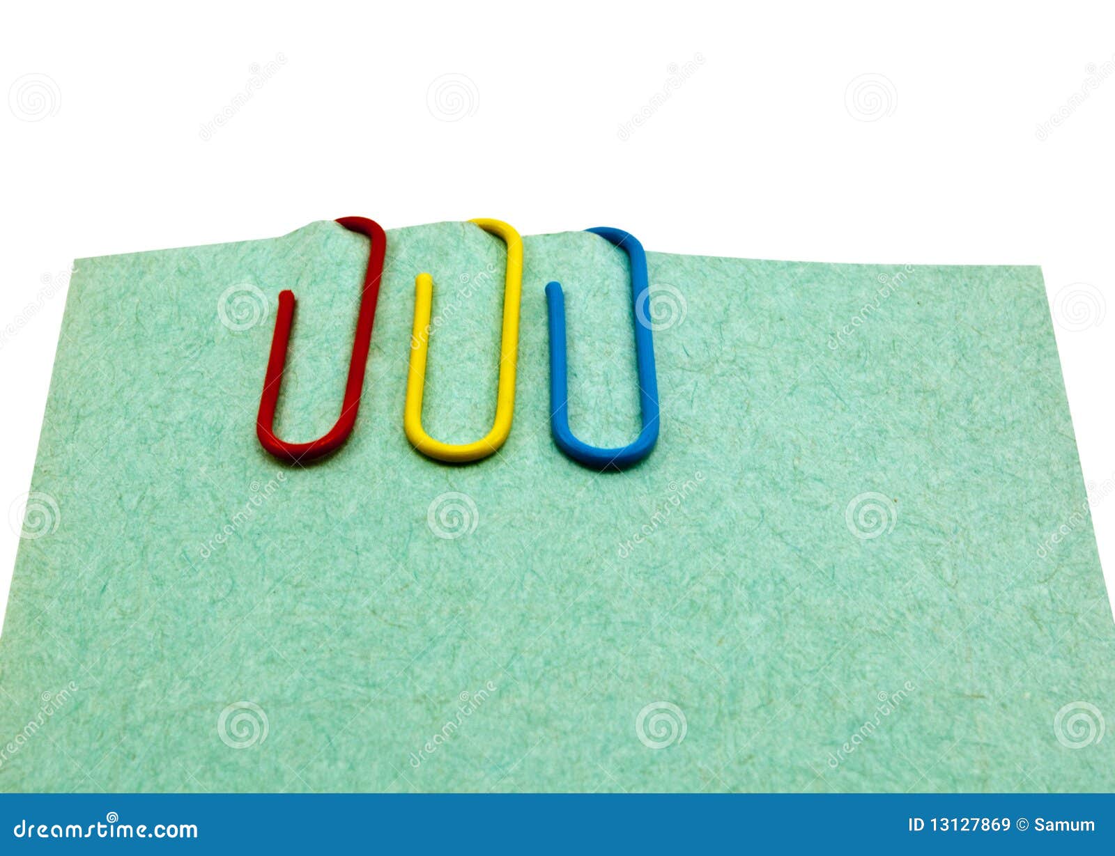 Three Paper Clips on the Sheet of Paper Stock Image - Image of bending ...
