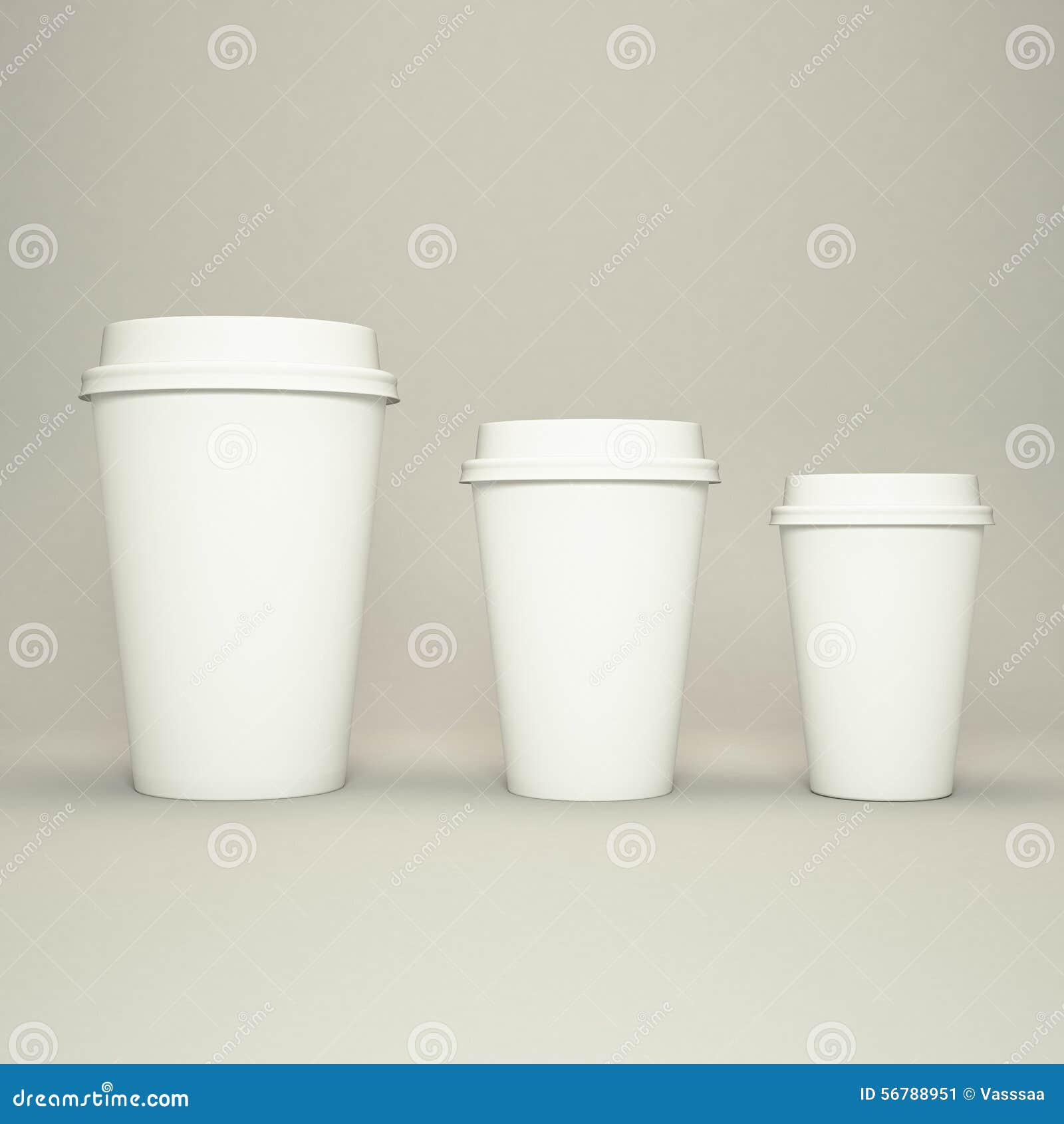 Three paper coffee cups stock illustration. Illustration of blank ...