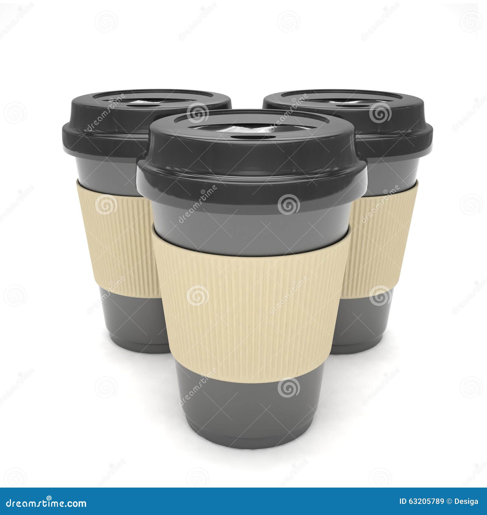 Three paper coffee cups stock illustration. Illustration of cups - 63205789