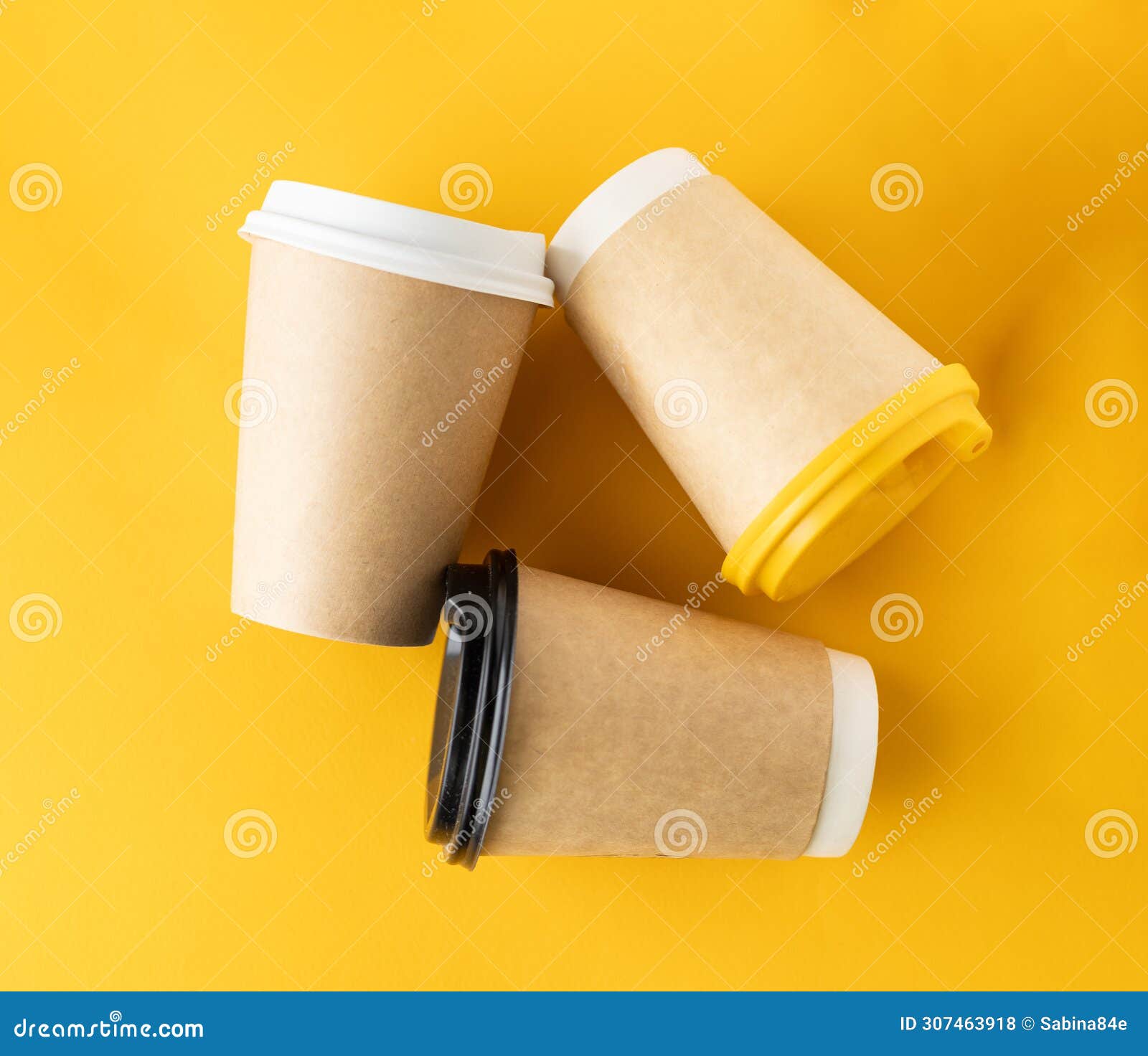 Three Paper Cups of Coffee, Laid Out in a Triangle, Recycled Stock ...