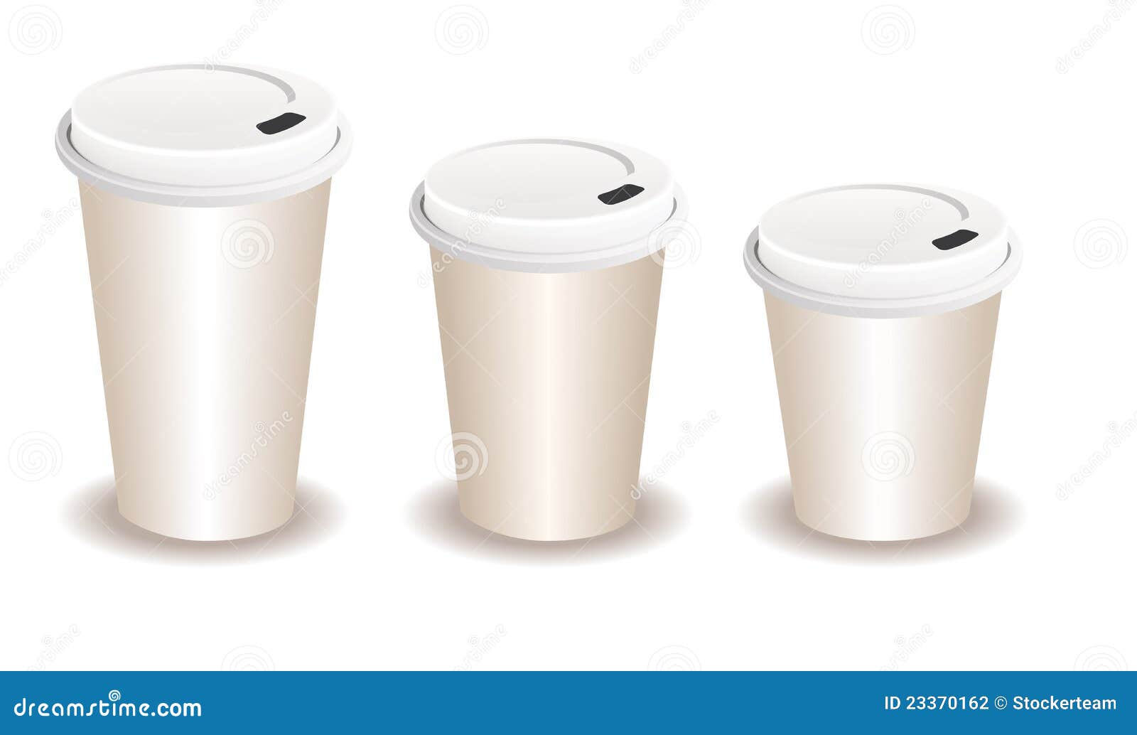 Three Paper Cups with a Plastic Lid Stock Illustration - Illustration ...