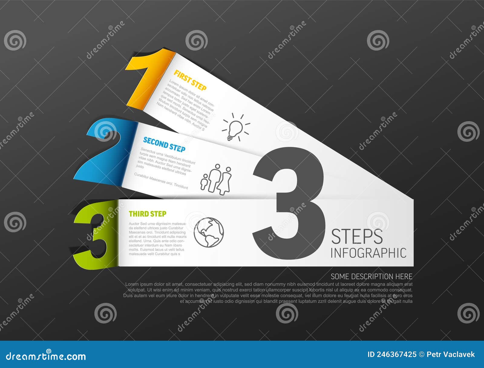 Three Paper Folded Steps Template Stock Vector - Illustration of clean ...