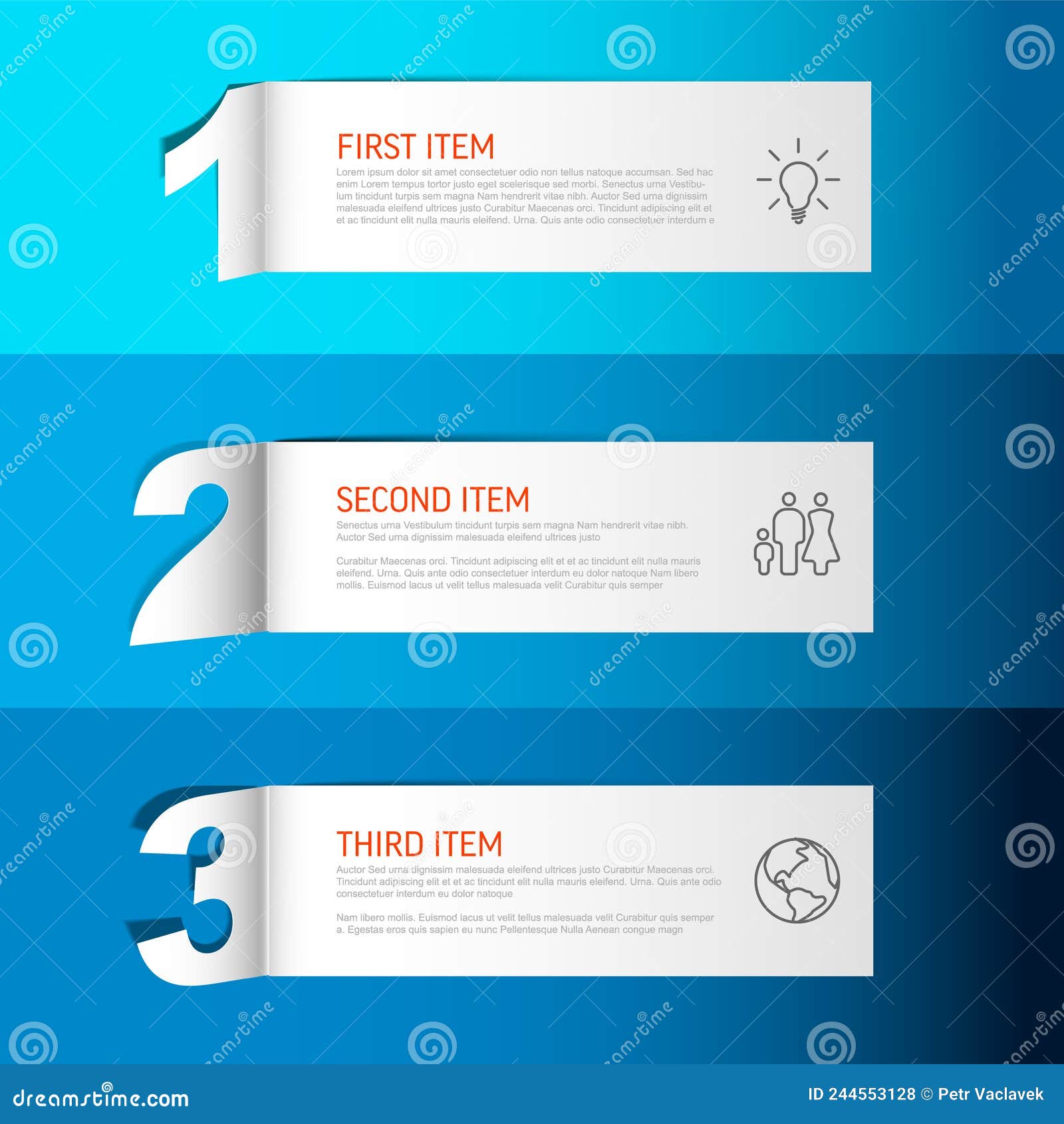 Three Paper Folded Steps Template Vector Illustration | CartoonDealer ...