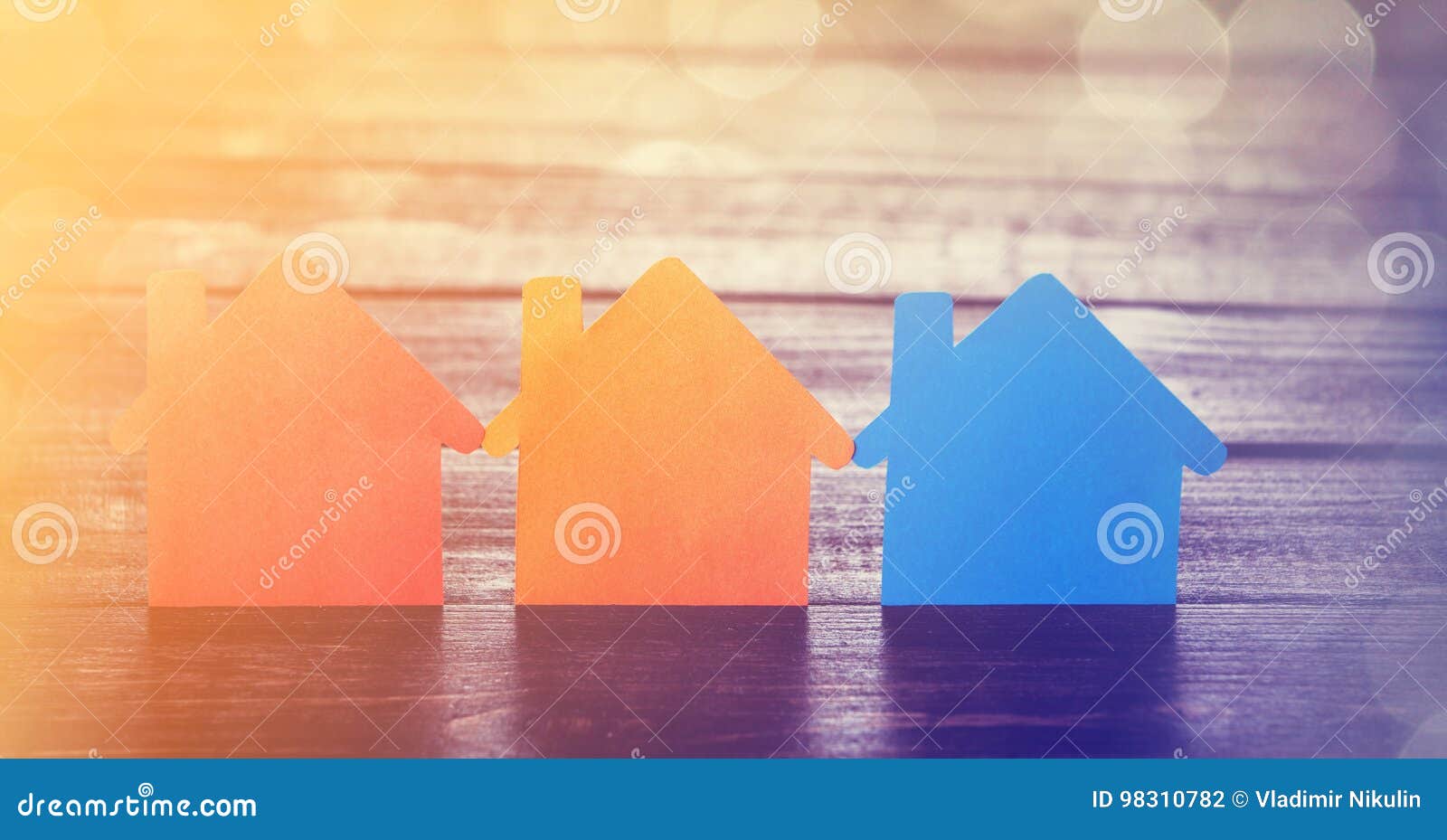 Three paper houses stock photo. Image of three, idea - 98310782