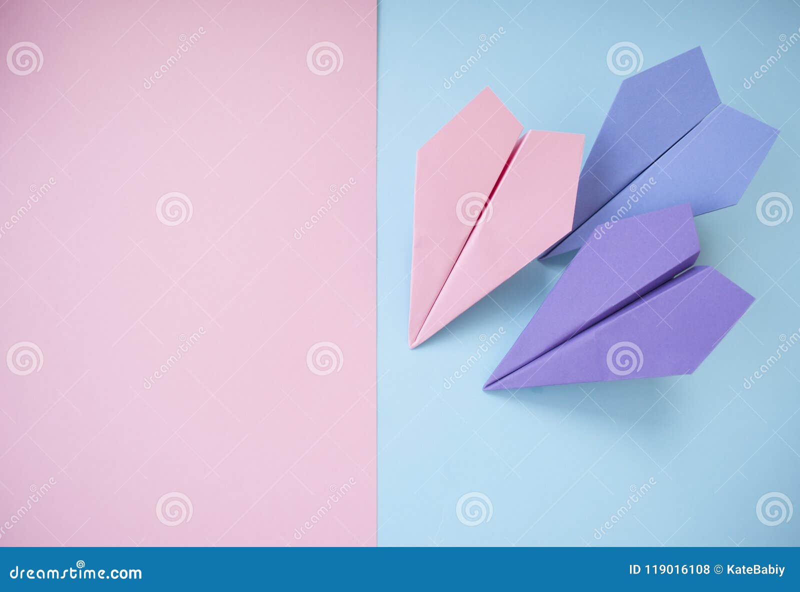 Three Paper Planes on Colorful Background. Stock Photo - Image of blank ...