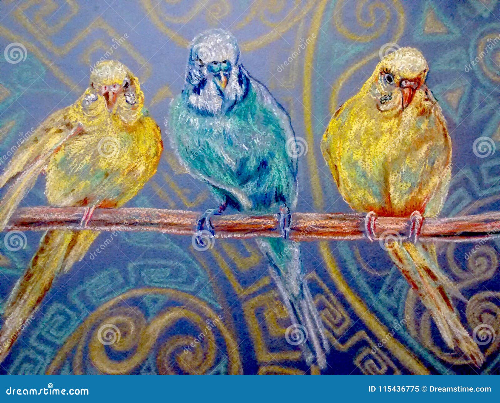 The Three parrots stock illustration. Illustration of gouache - 115436775