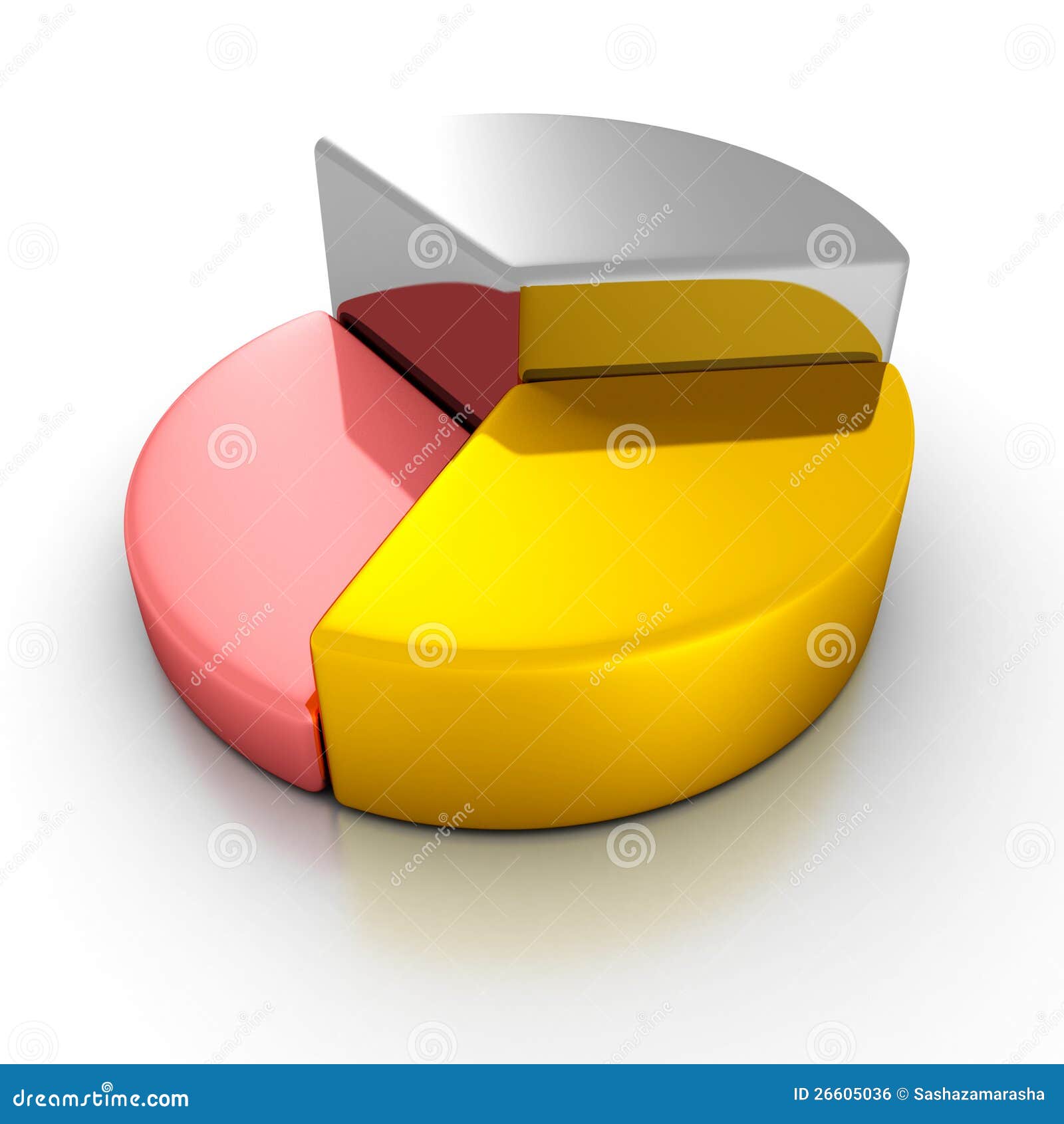 Three Parts Business Pie Graph on White Background Stock Illustration ...