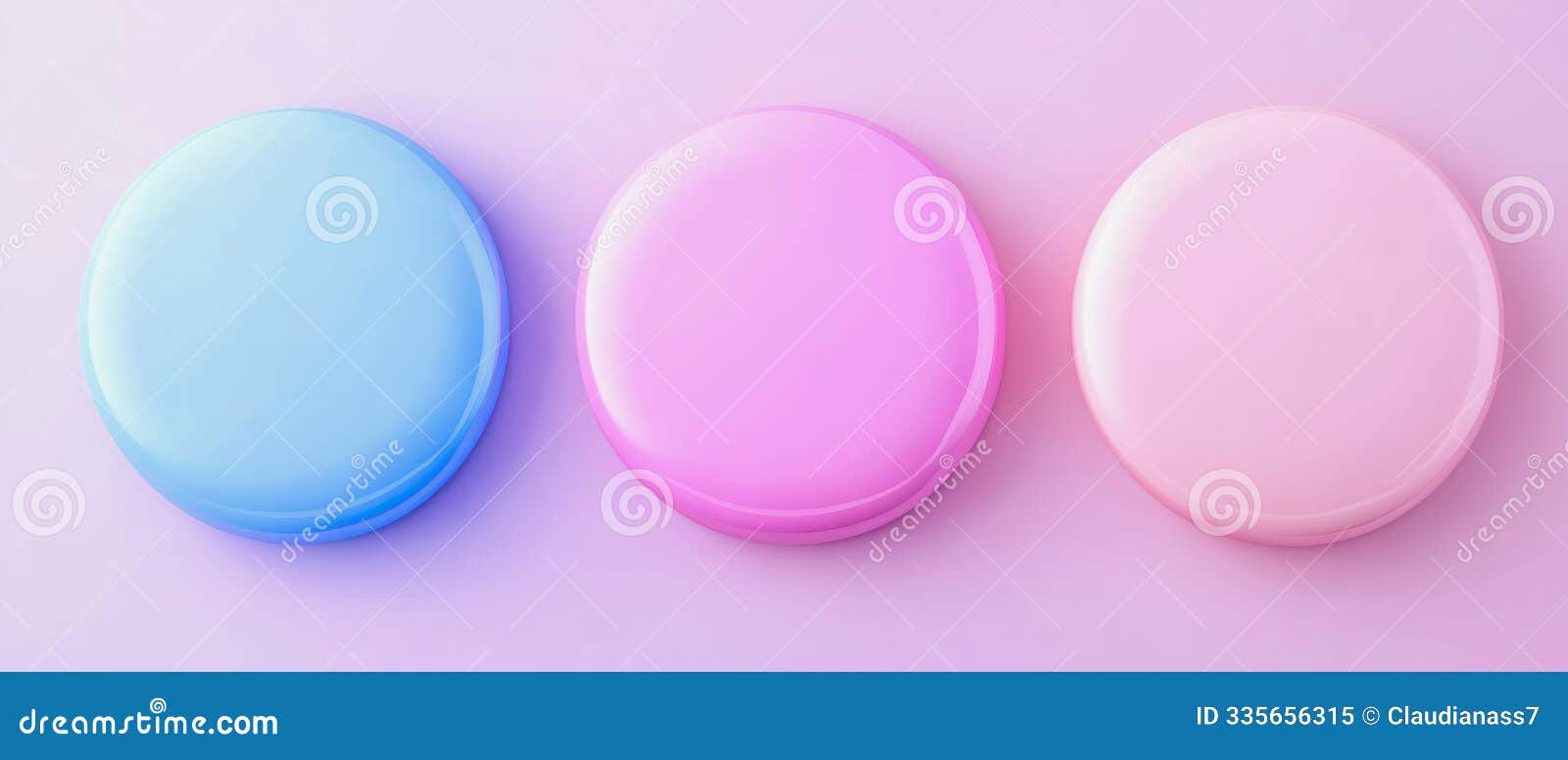 Three Pastel Colored 3d Buttons on Light Pink Background Stock Image ...