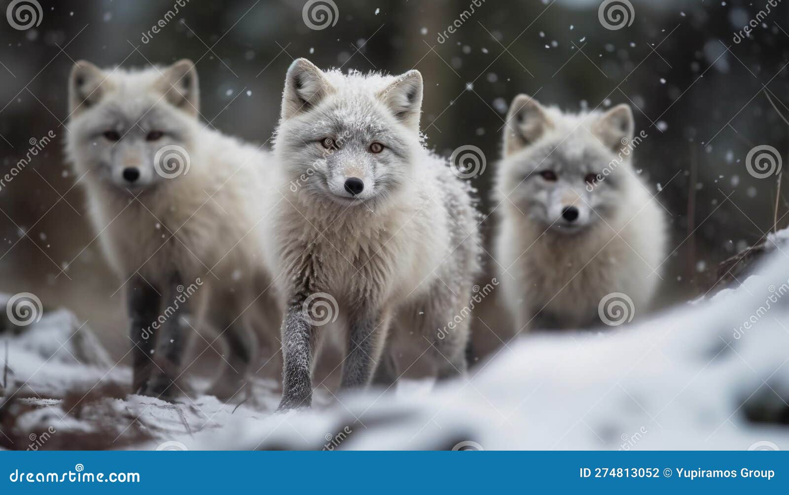 Three Pawed Mammals in Arctic Snow Wilderness Generated by AI Stock ...