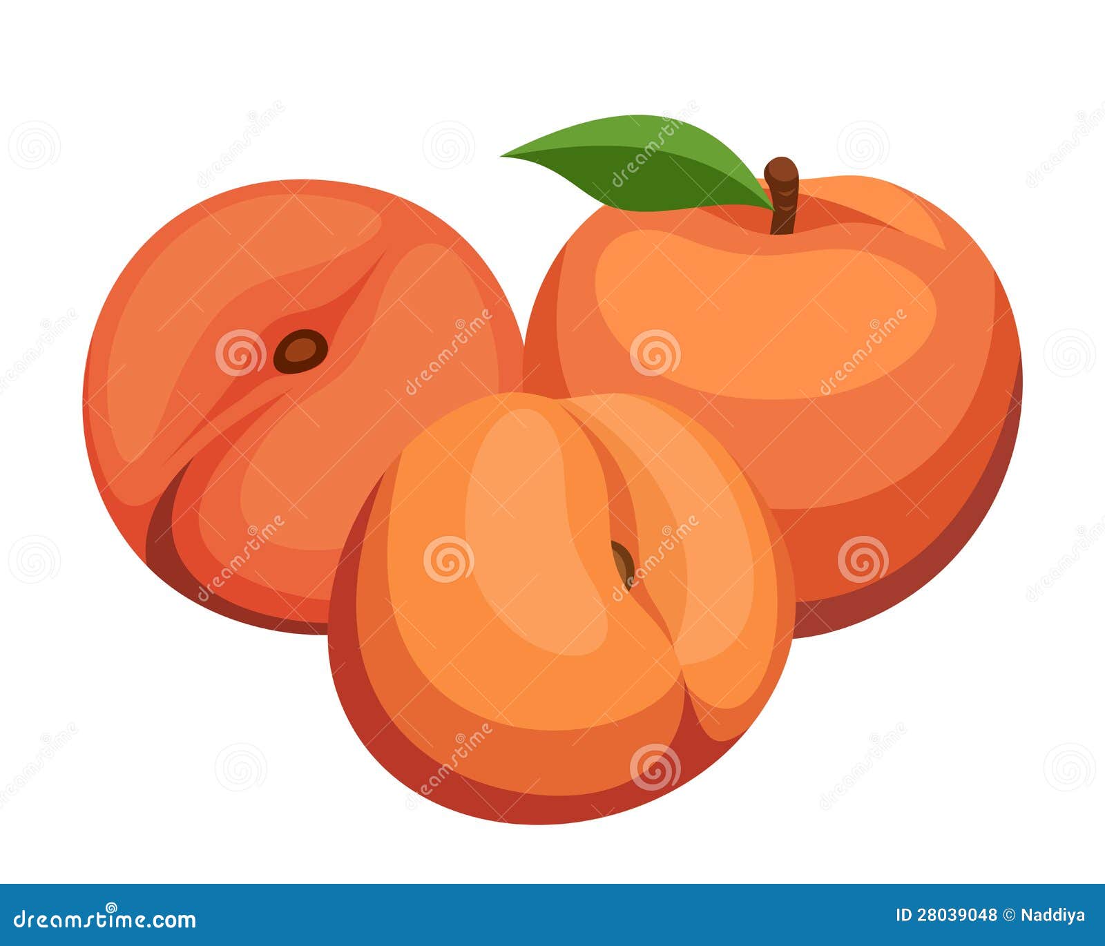 Three Peaches Laid Out On A Background Of Bright Brights Stock Photo ...