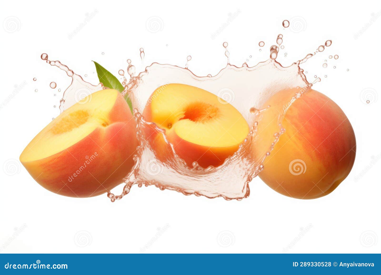 Three Peaches with a Splash of Water on Them. Stock Photo - Image of ...