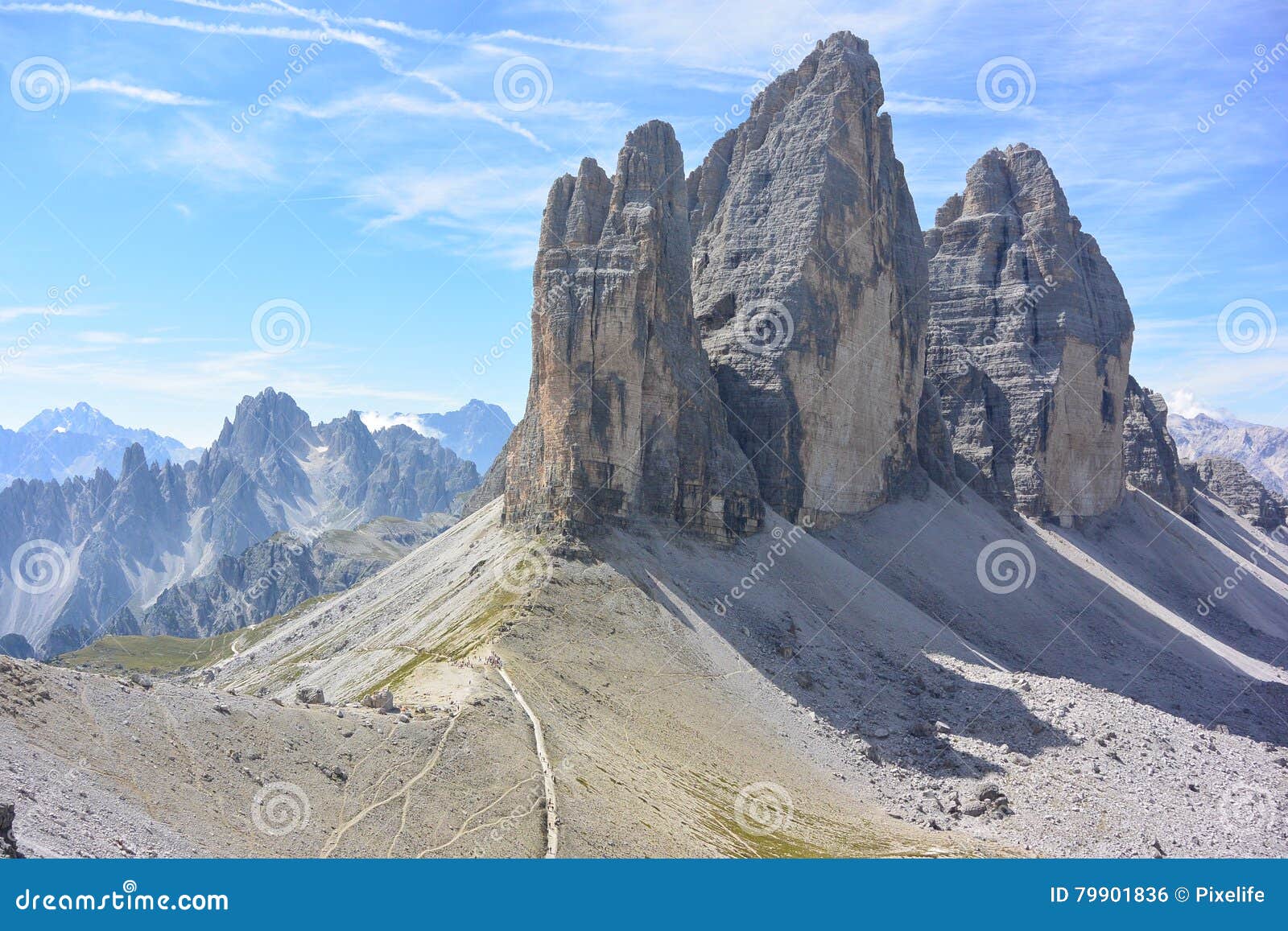 The Three Peaks of Lavaredo Stock Photo - Image of dolomites, grass ...