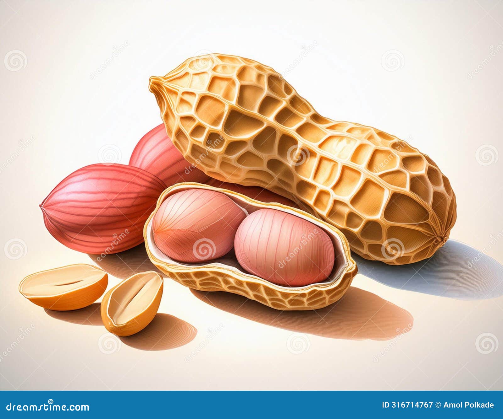Three Peanuts Isolated on White Stock Image - Image of pile, tasty ...
