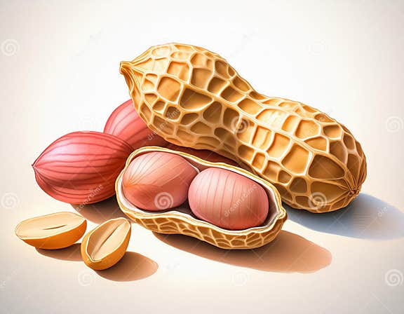 Three Peanuts Isolated on White Stock Image - Image of pile, tasty ...