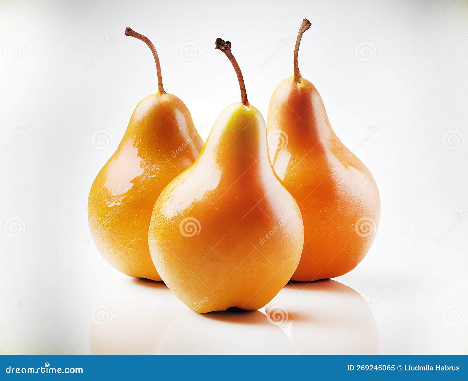 Three Pears on White Background. Generative AI Stock Illustration ...