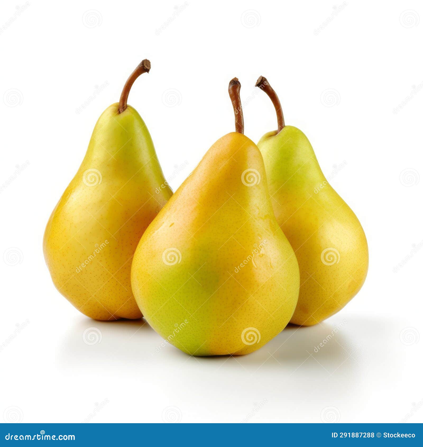 Three Yellow Pears Isolated on White Background - Cross Processed Style ...